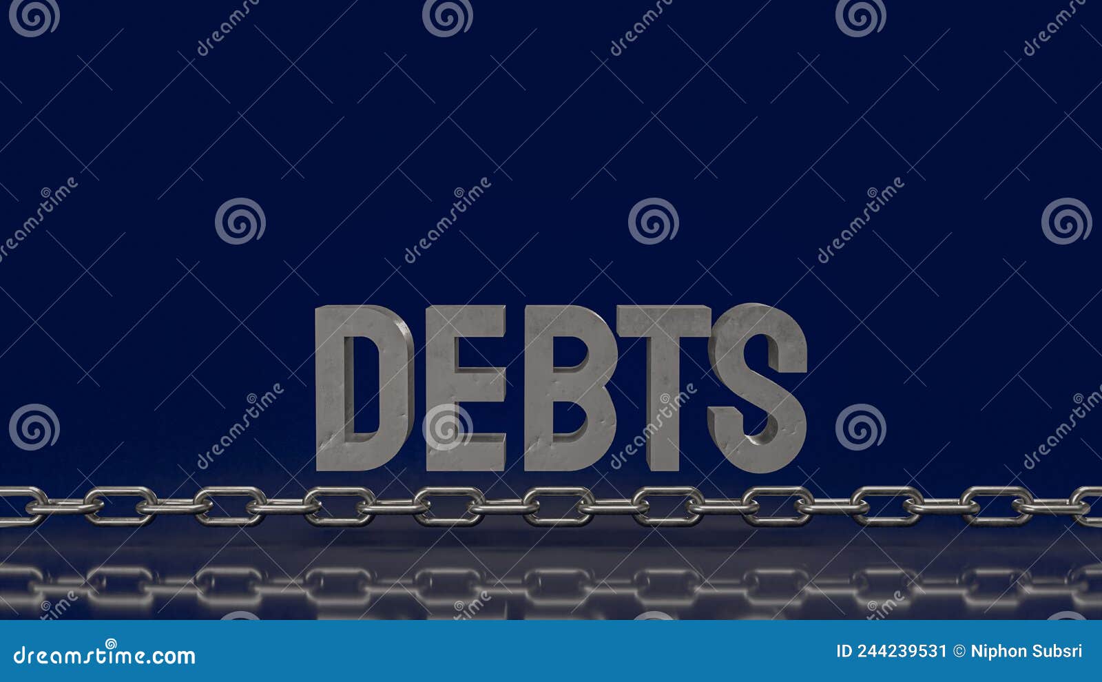 The Debt Text and Chain for Business Concept 3d Rendering Stock ...
