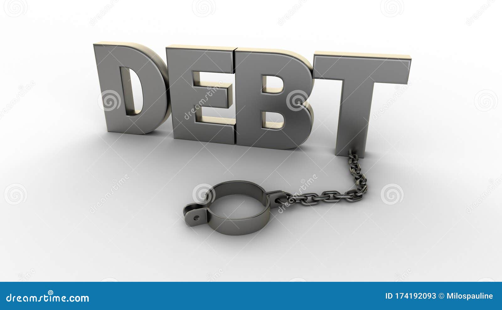 The Debt Text And Money Symbol For Business Concept 3d Rendering ...