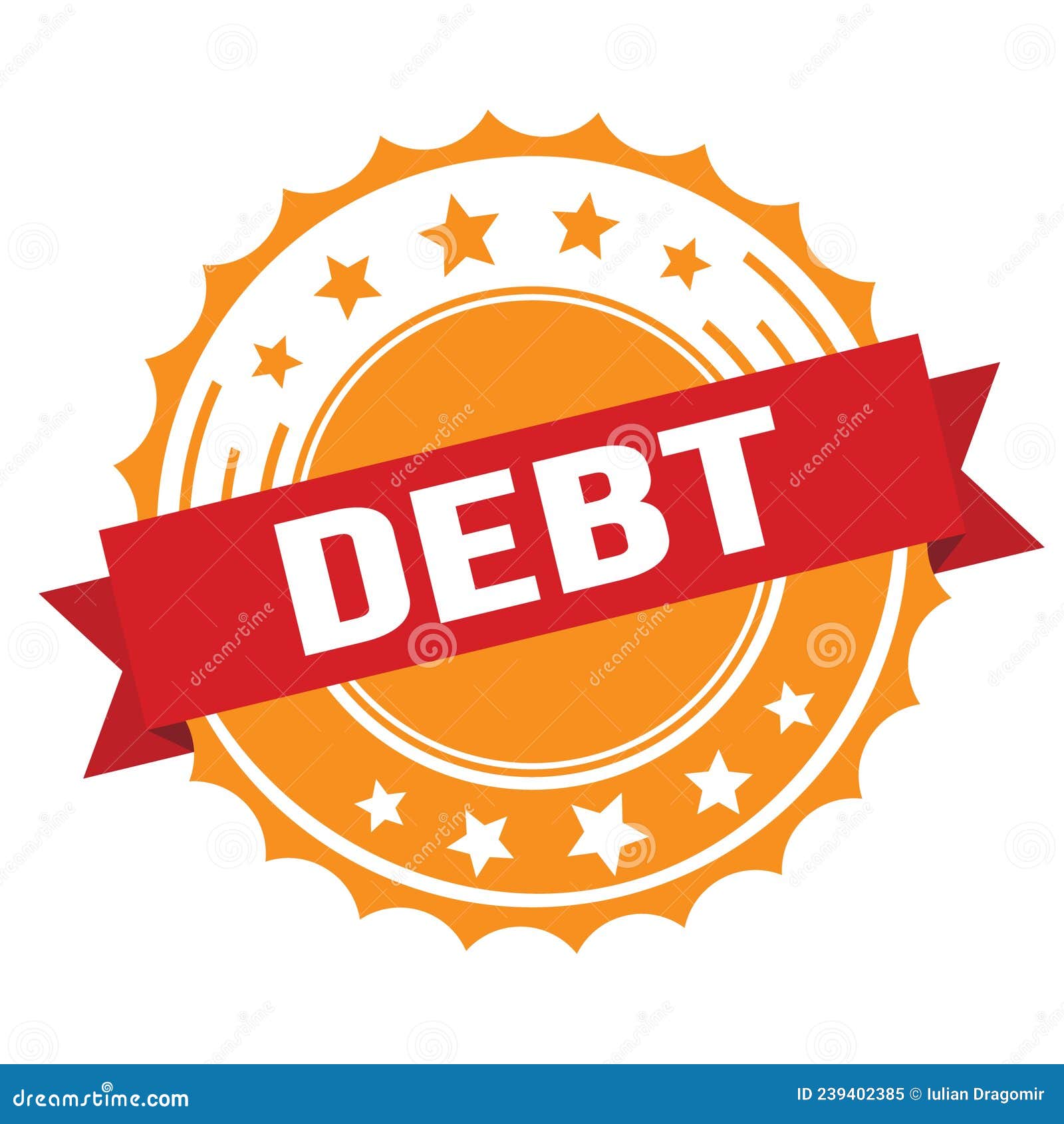 DEBT Text on Red Orange Ribbon Stamp Stock Illustration - Illustration ...