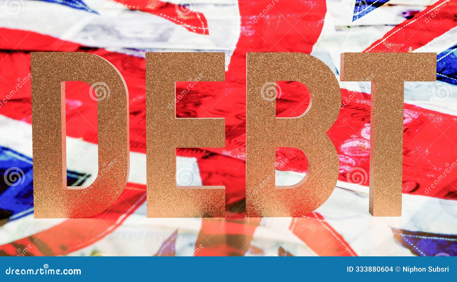 The Debt Text on Union Jack Flag for Business Concept 3d Rendering ...