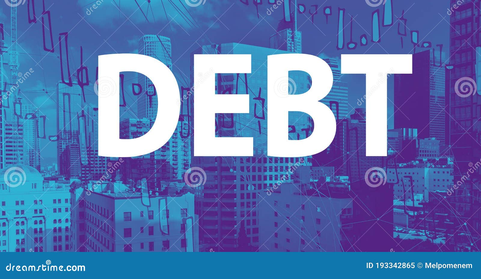 Debt Theme with Downtown LA Skycapers Stock Image - Image of back ...