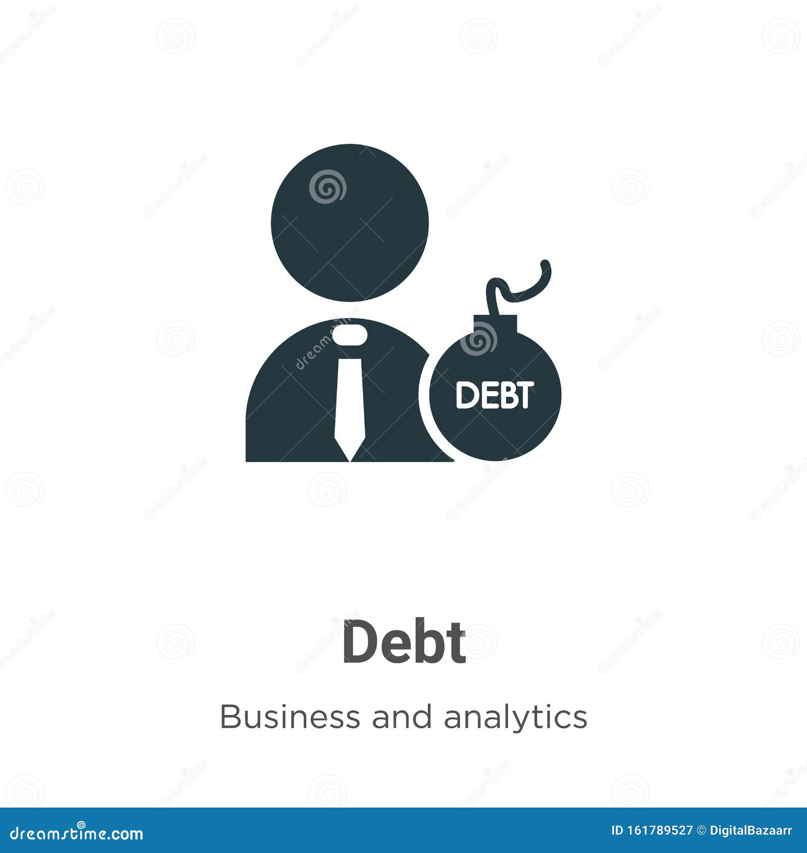 Debt Vector Icon on White Background. Flat Vector Debt Icon Symbol Sign ...