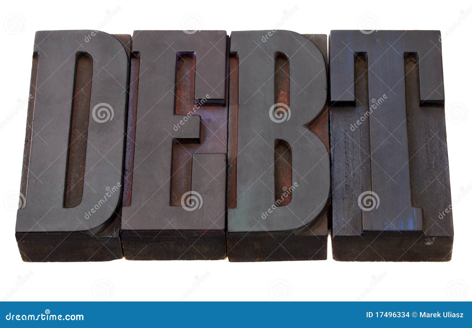 Debt Word in Lettepress Type Stock Photo - Image of letterpress ...