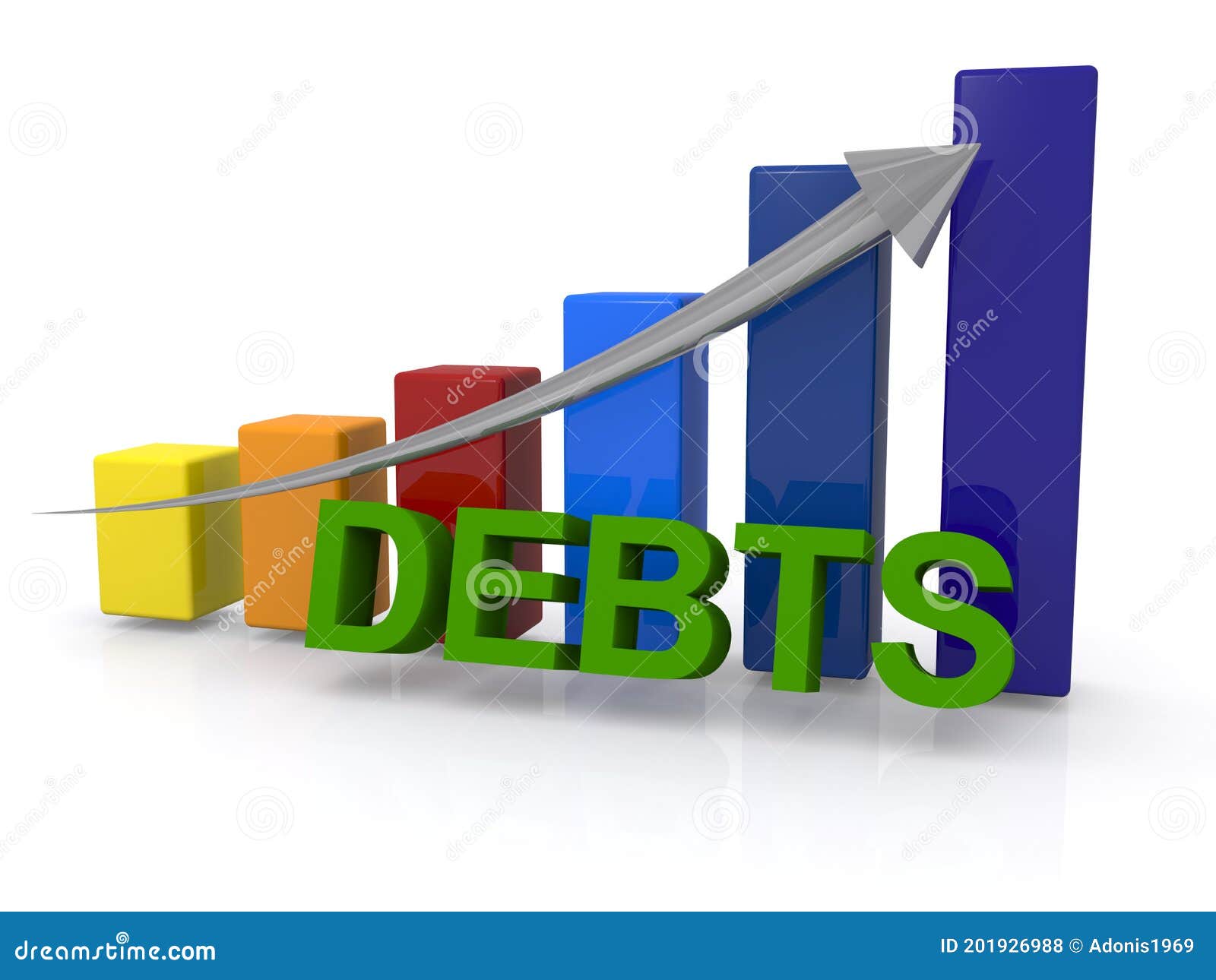 Debts and graph on white stock illustration. Illustration of market ...