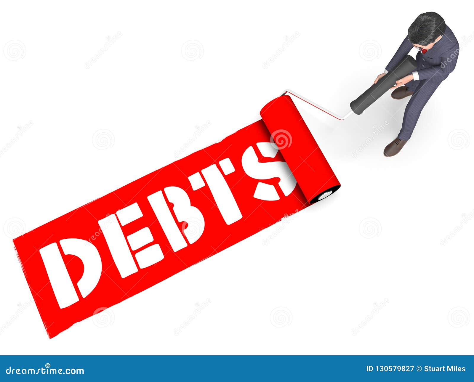 Debts Paint Represents Bad Debt 3d Rendering Stock Illustration ...