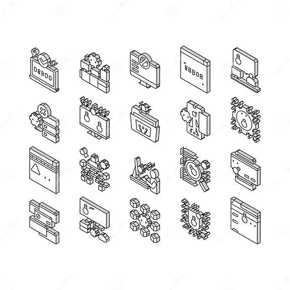 Debug Research and Fix Collection Isometric Icons Set Vector Stock Illustration - Illustration ...