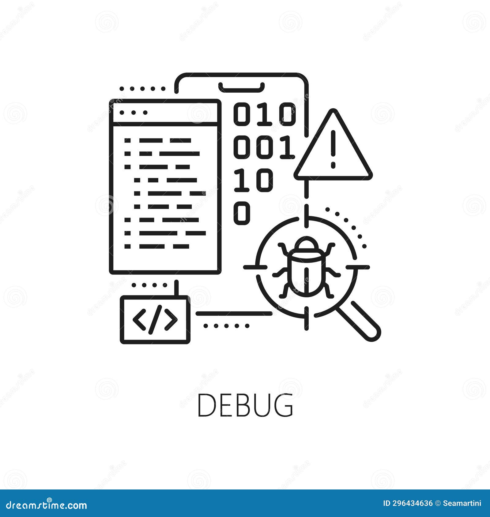 Debug Web App Develop And Optimization Icon Stock Illustration