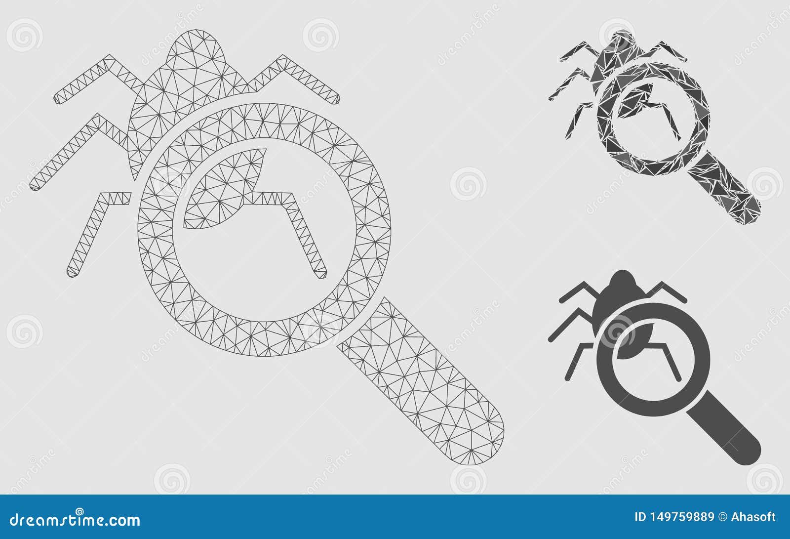 Debugger Explorer Vector Mesh 2D Model and Triangle Mosaic Icon Stock ...