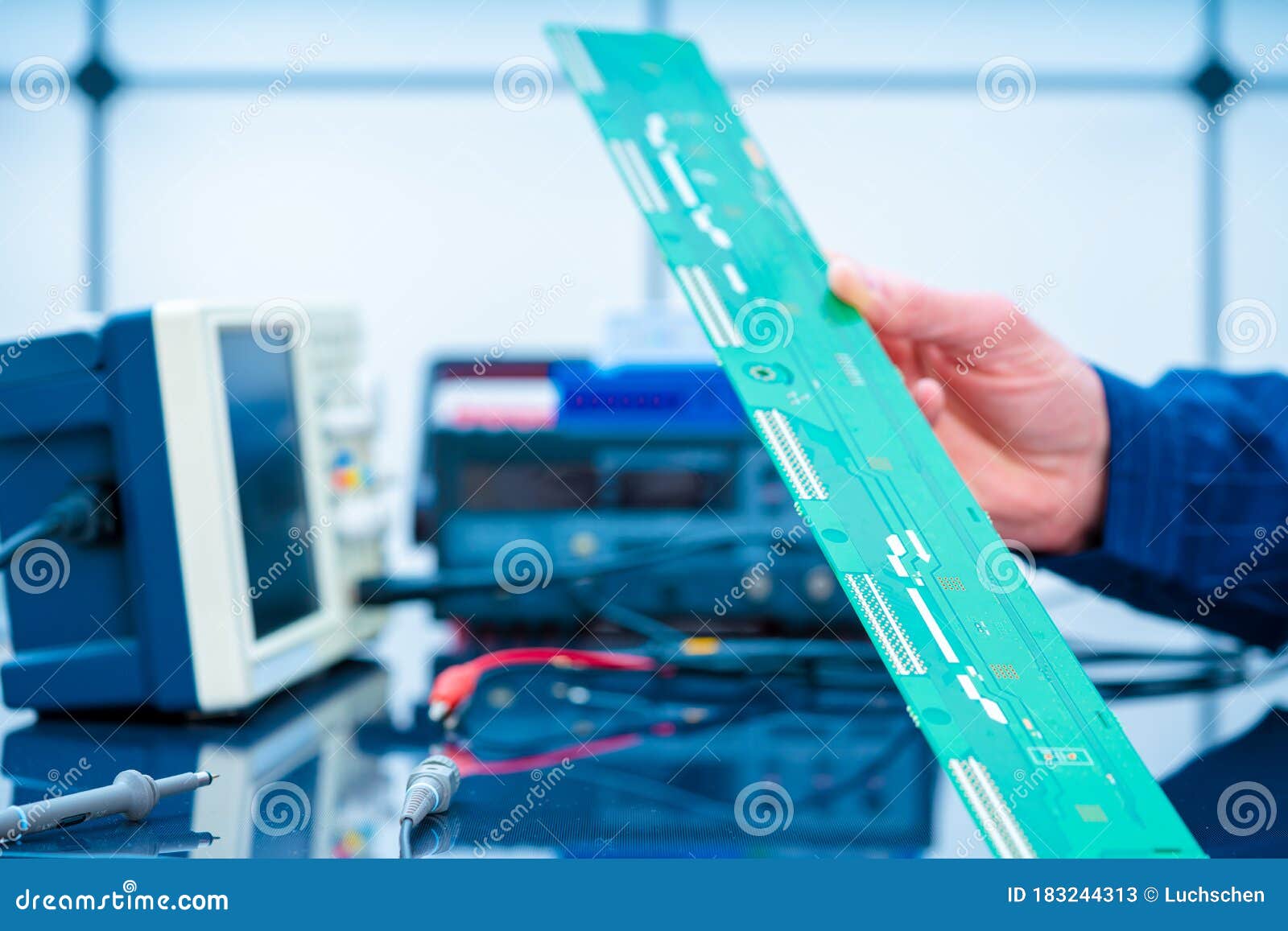 Debugging Electronics Device. PCB Witch Microcontroller in Electronics ...