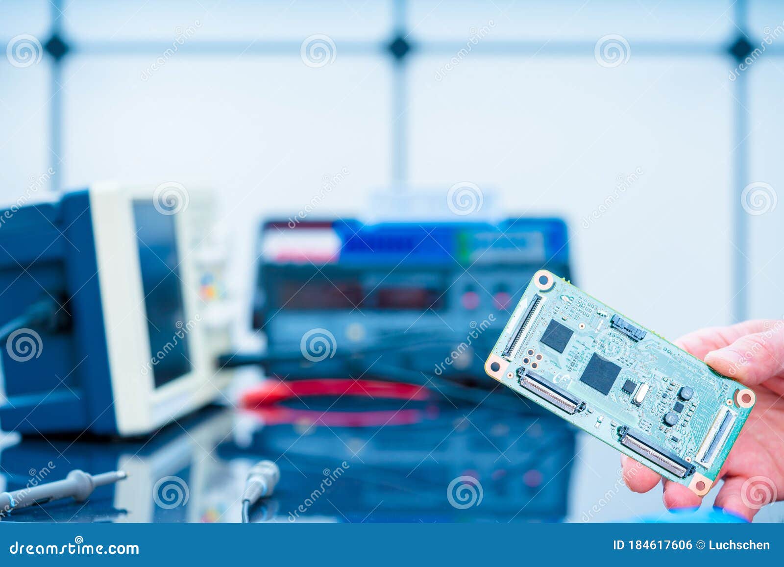 Debugging Electronics Device. PCB Witch Microcontroller in Electronics ...