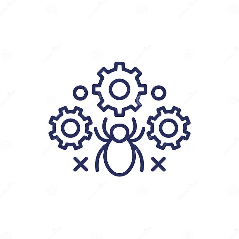 Debugging and Testing Line Icon with a Bug Stock Vector - Illustration ...