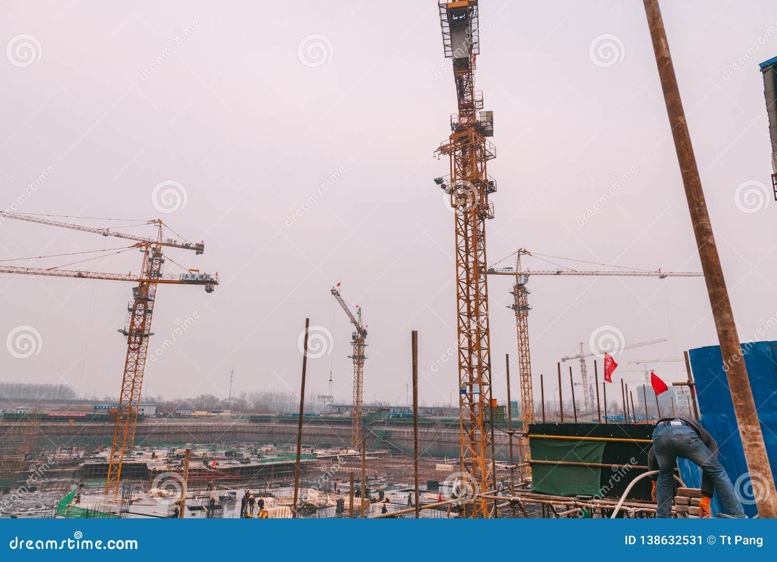 18 Dec,2014 Beijing. Work Activity on a Construction Site in City with ...