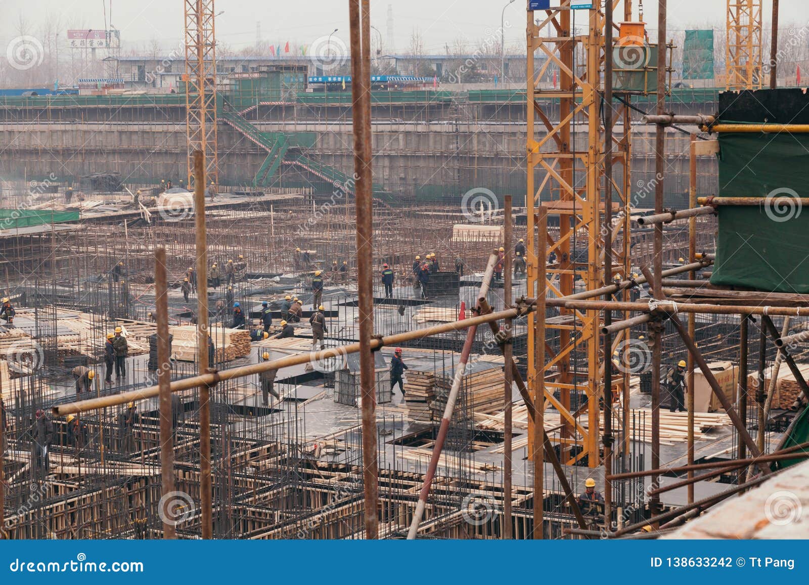 18 Dec,2014 Beijing. Work Activity on a Construction Site in City with ...