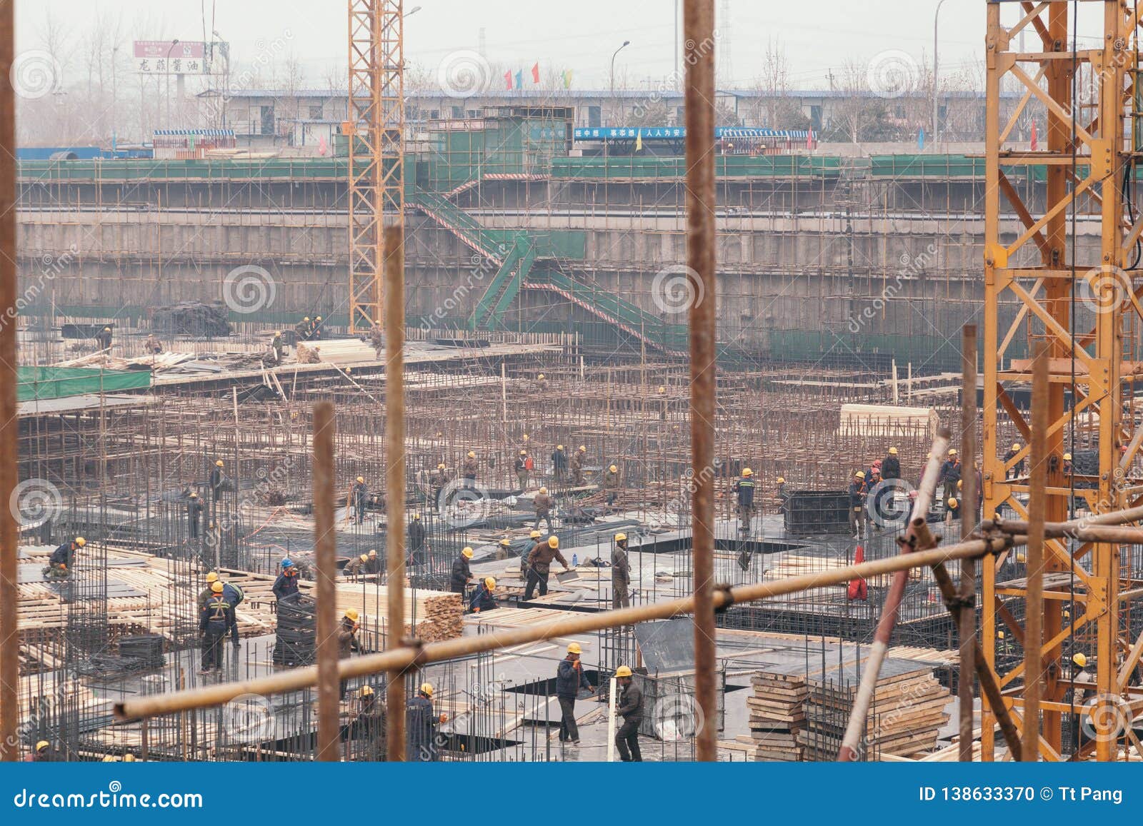 18 Dec,2014 Beijing. Work Activity on a Construction Site in City with ...
