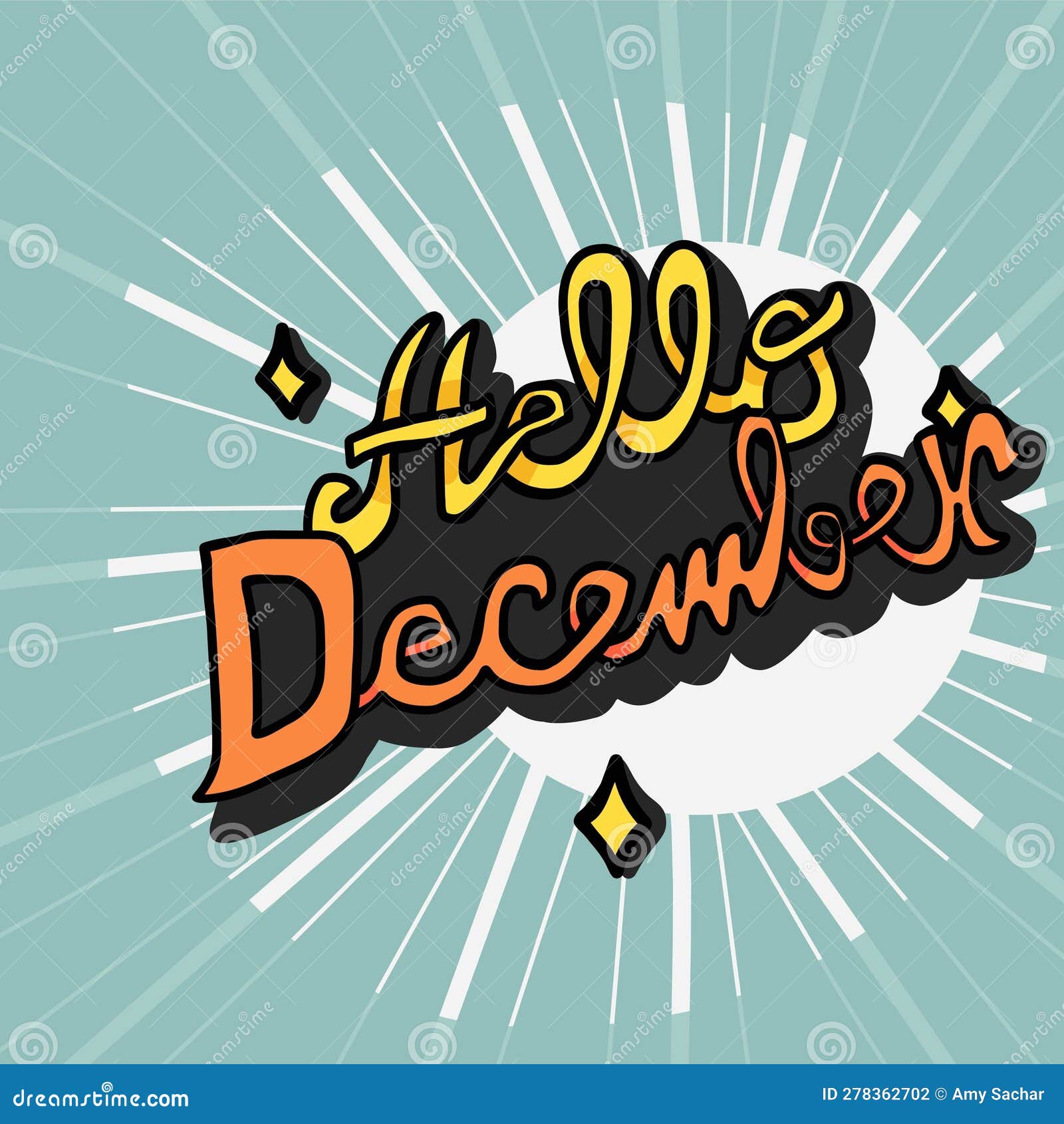 Hello December Word Retro Style Illustration Stock Vector ...