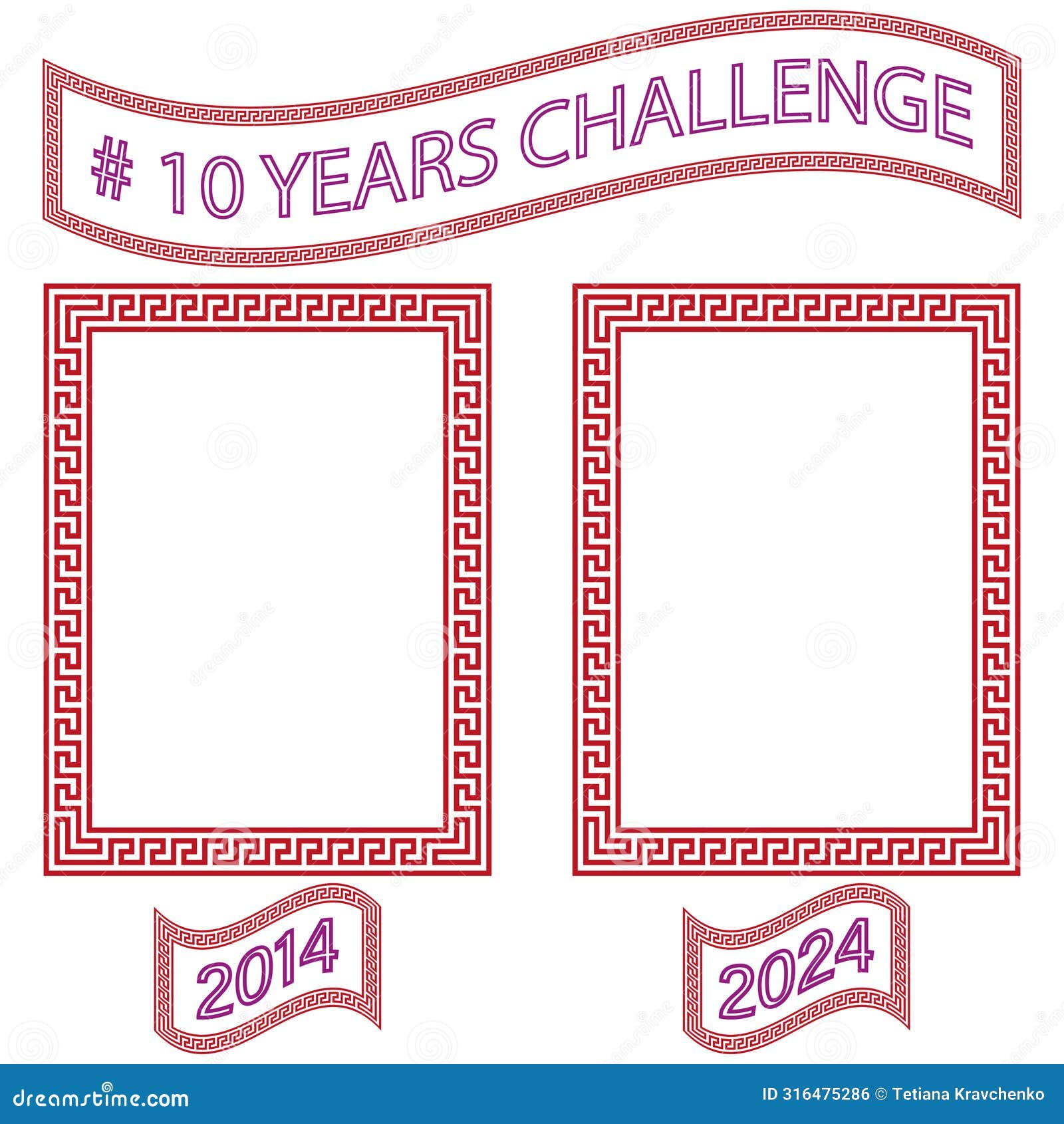 Decade Reflection Frames. Vector 10 Years Challenge Borders. Time ...