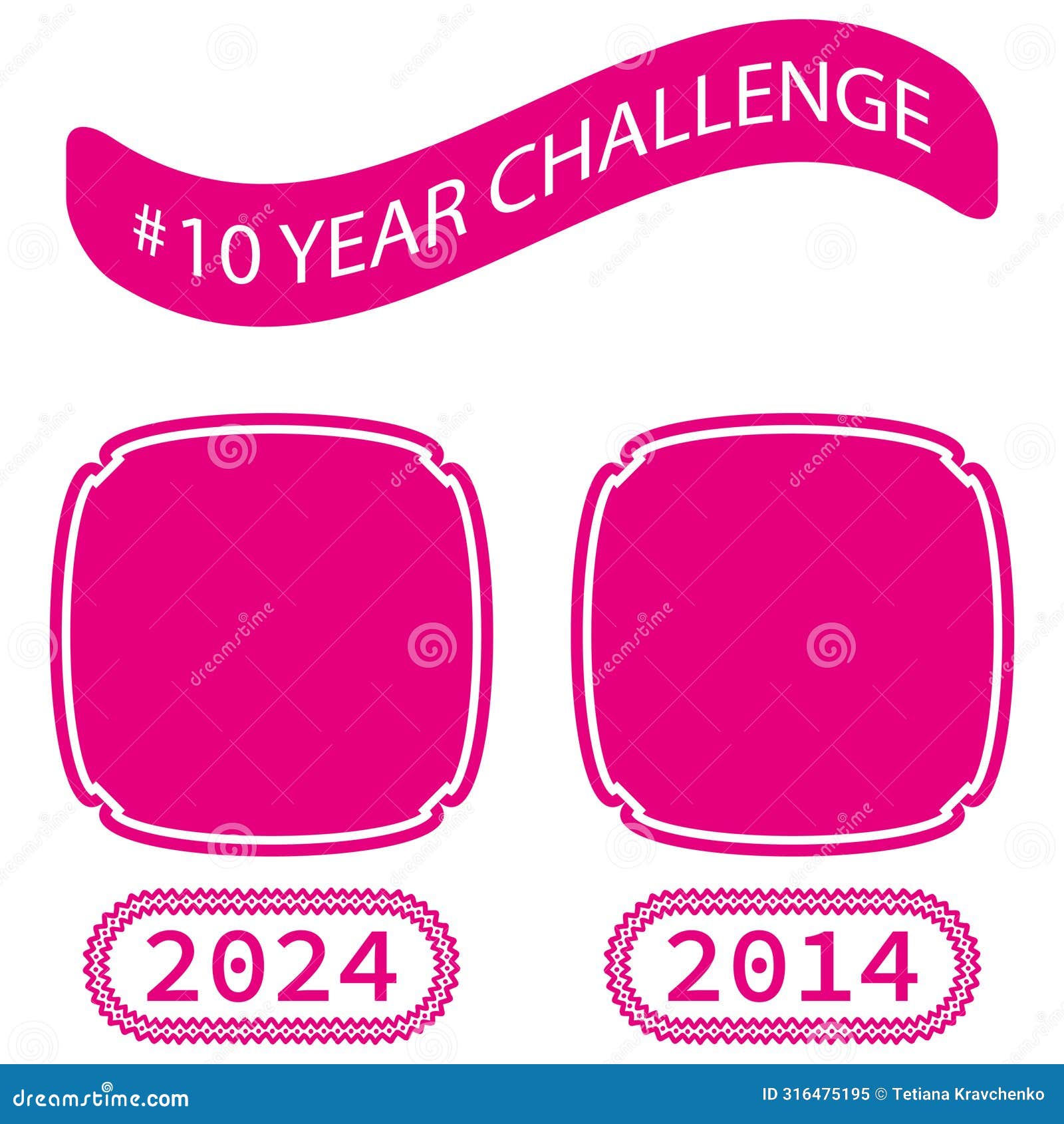 Decade Reflection Frames. 10 Year Challenge Banner. Past and Present ...