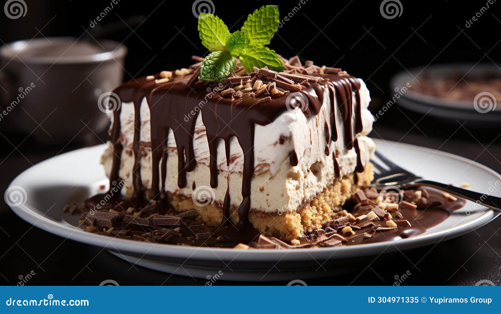 A Decadent Chocolate Cake with Fresh Fruit and Whipped Cream Generated ...