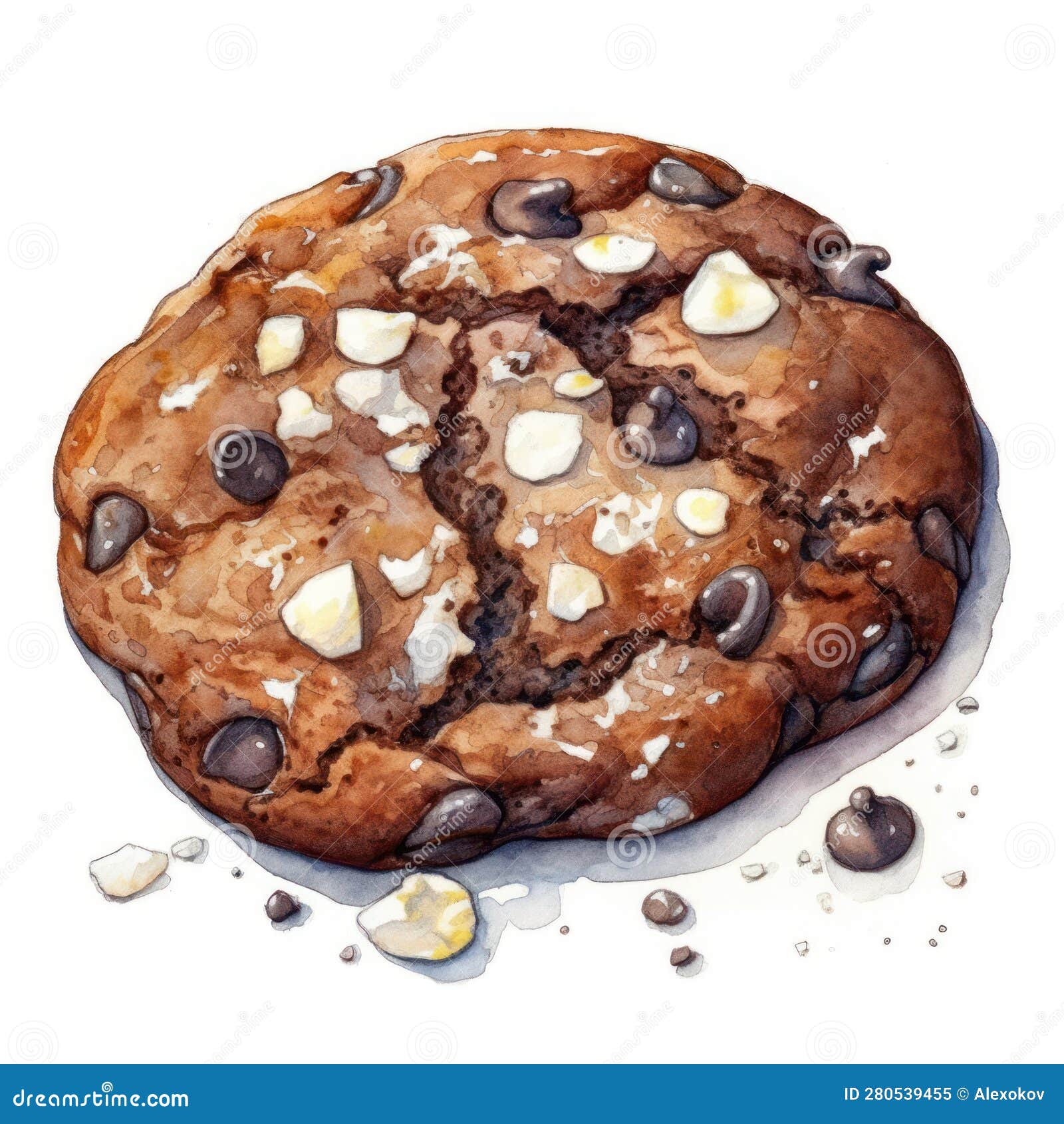 Decadent Dark Chocolate Cookie With White Chocolate Chips On A White ...