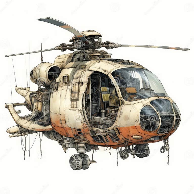 Decadent Decay: Post-apocalyptic Helicopter Illustration Stock ...