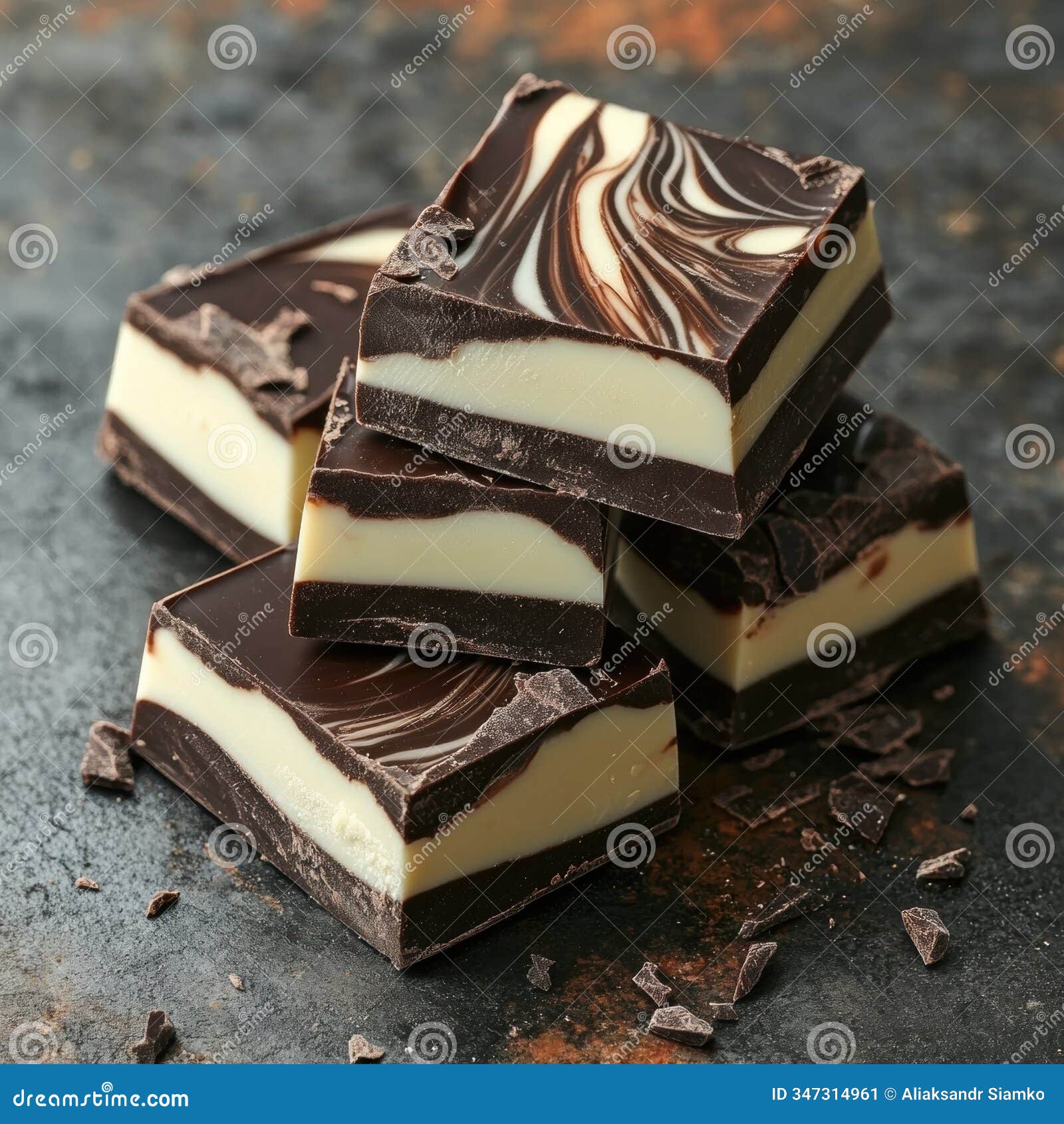 Decadent Layered Chocolate Bars With Elegant Swirls And Textures ...