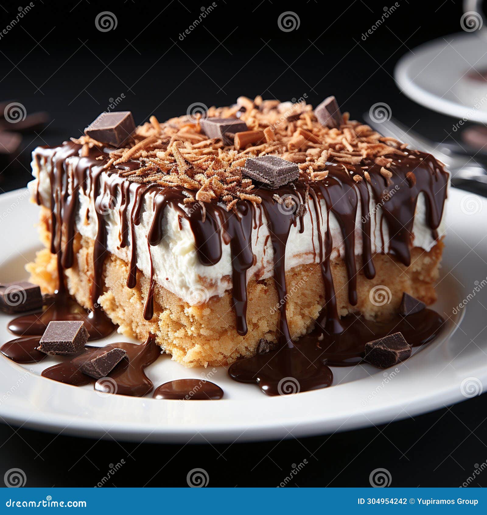 A Decadent Slice of Chocolate Cake with Whipped Cream Topping Generated ...