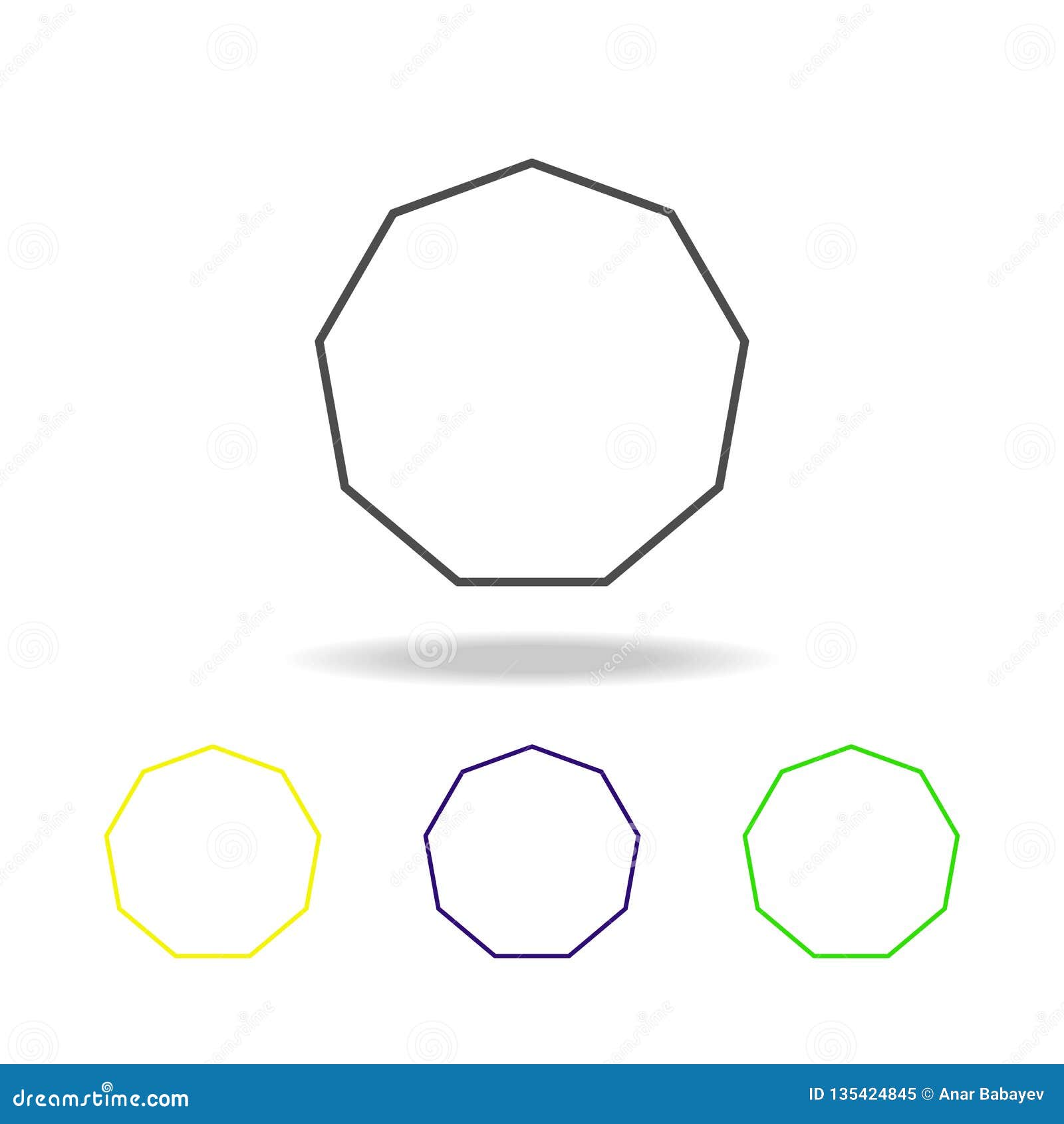 Decagon Colored Icons. Elements Of Geometric Figure Colored Icons. Can ...