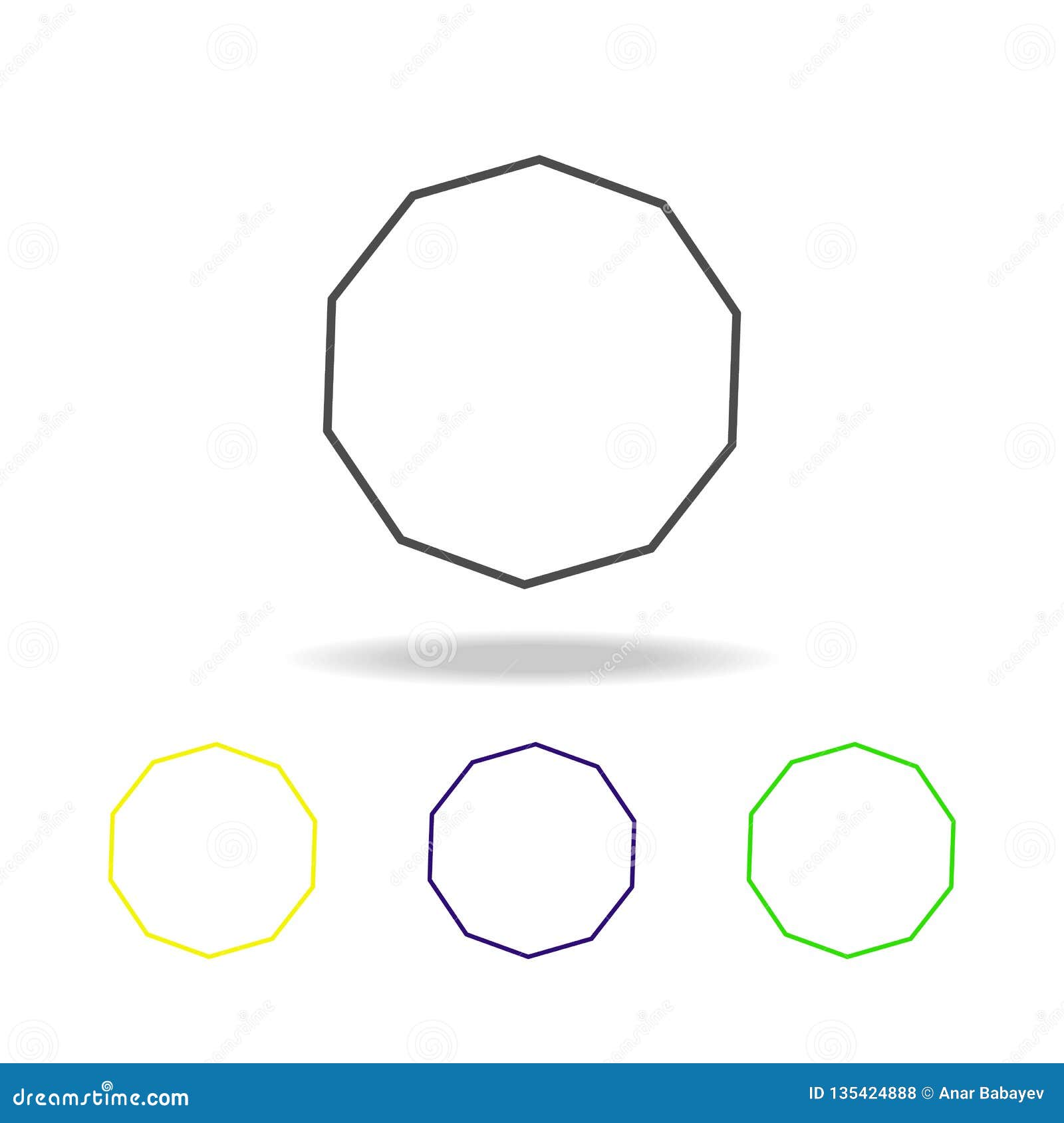 Decagon Colored Icons. Elements Of Geometric Figure Colored Icons. Can ...