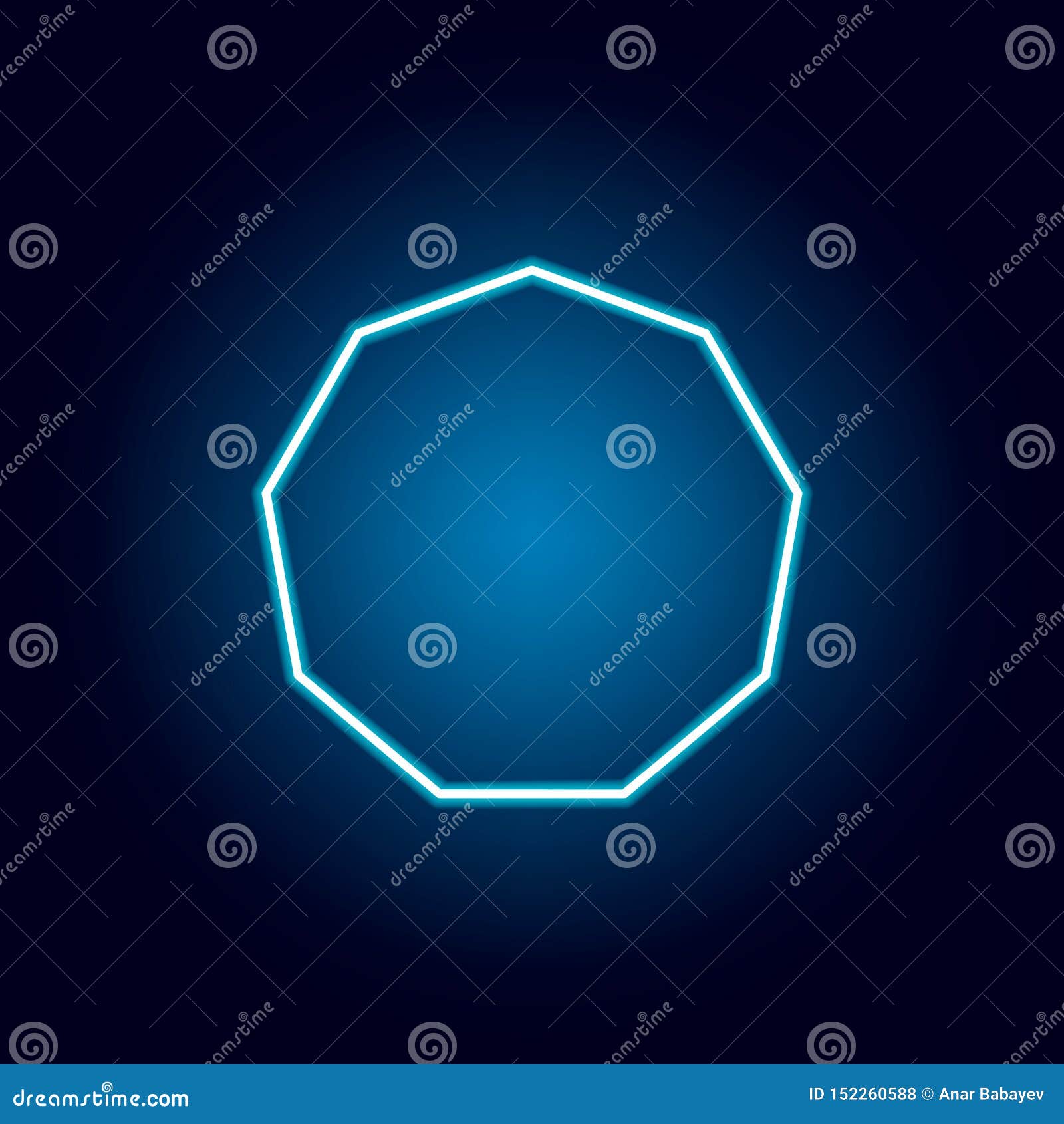 Decagon Icon in Neon Style. Geometric Figure Element for Mobile Concept ...