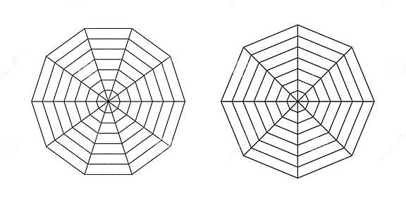 Decagon, Octagon Graphs. Set of Radar Spider Templates. Spider Mesh ...