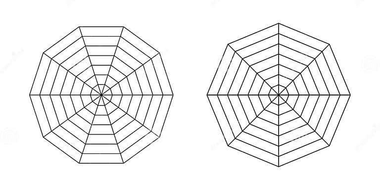 Decagon, Octagon Graphs. Set of Radar Spider Templates. Spider Mesh ...