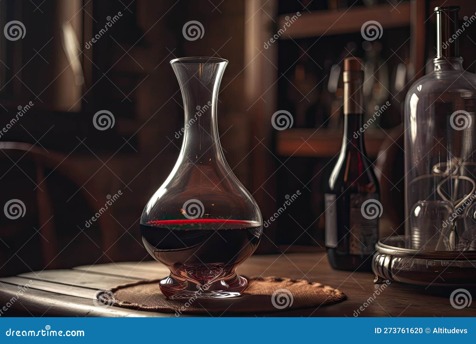 Decanter Filled with Red Wine, Ready for Tasting Stock Photo - Image of ...