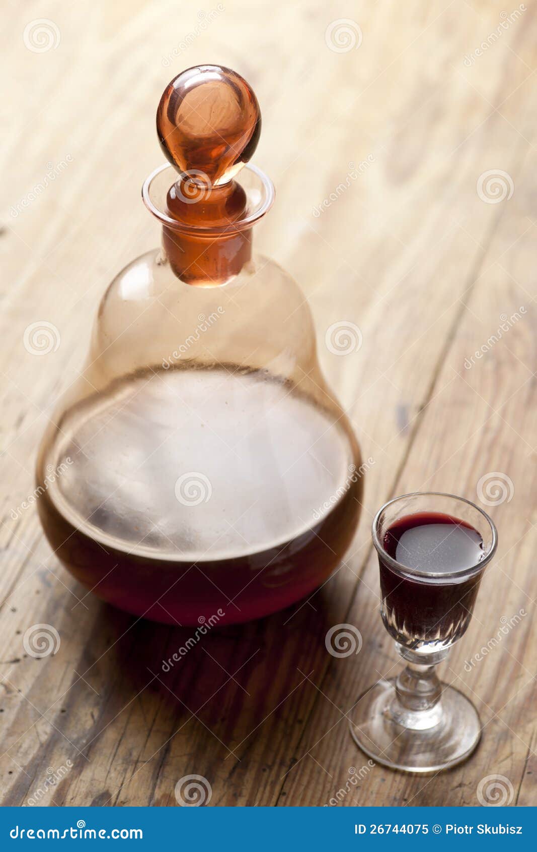Decanter with Glass of Liqueur. Stock Image - Image of rustic ...