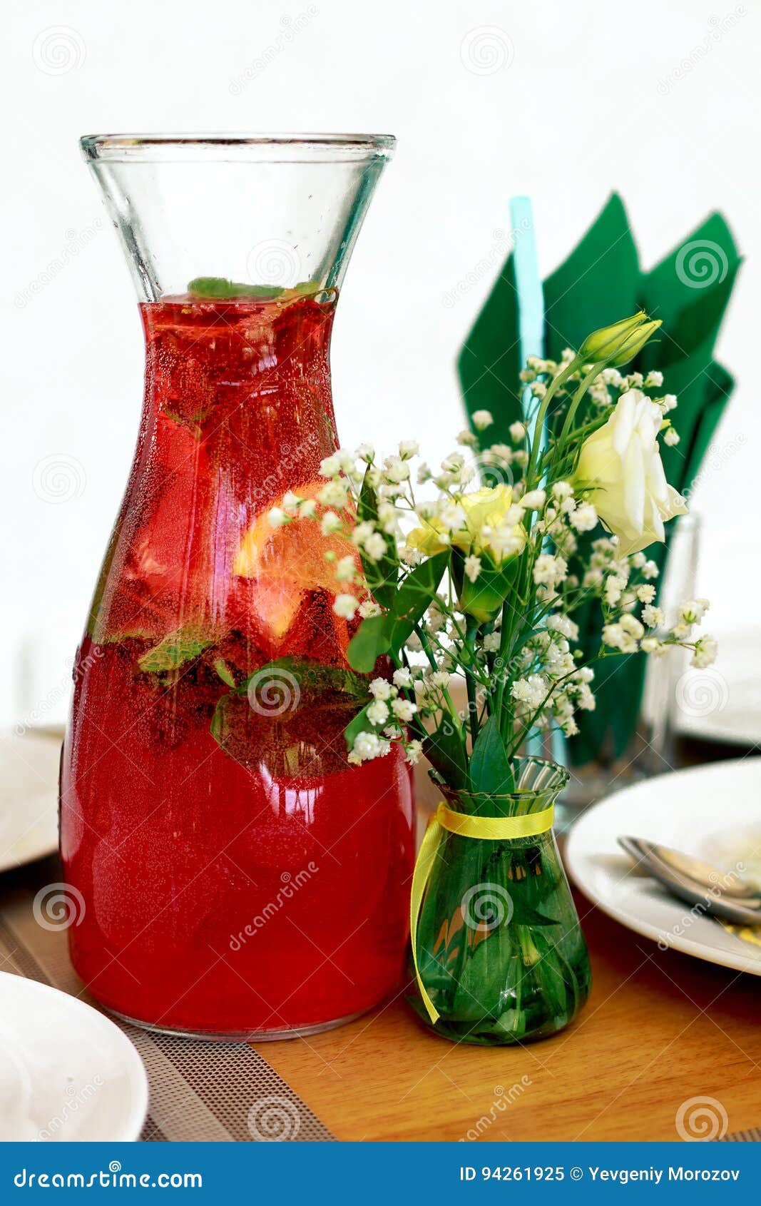 A Decanter with Homemade Iced Tea Stock Image - Image of flower ...