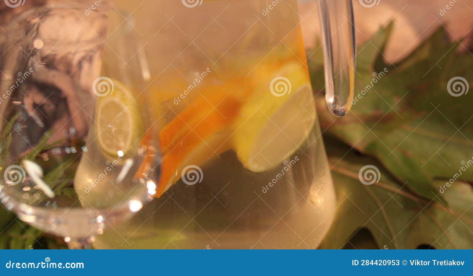 A Decanter with Lemonade on the Table, Which is Served in Autumn Style ...