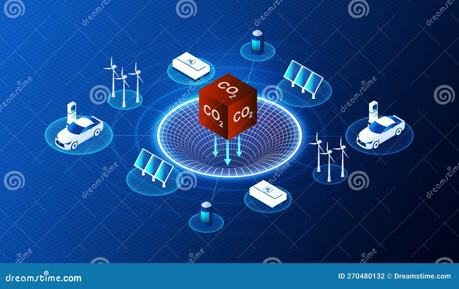 Decarbonization Technologies Concept - 3D Illustration Stock ...