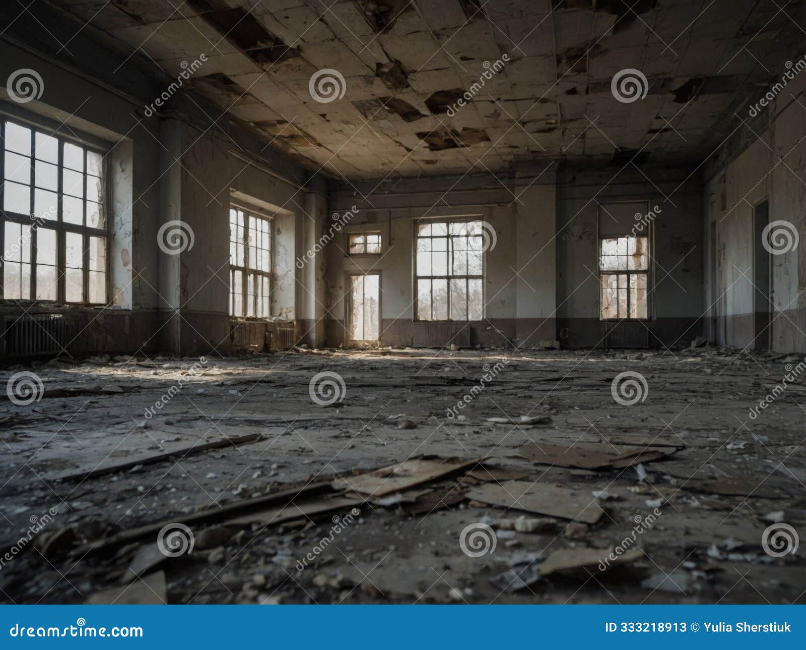 Decay and Desolation in an Abandoned Building Interior. Stock ...