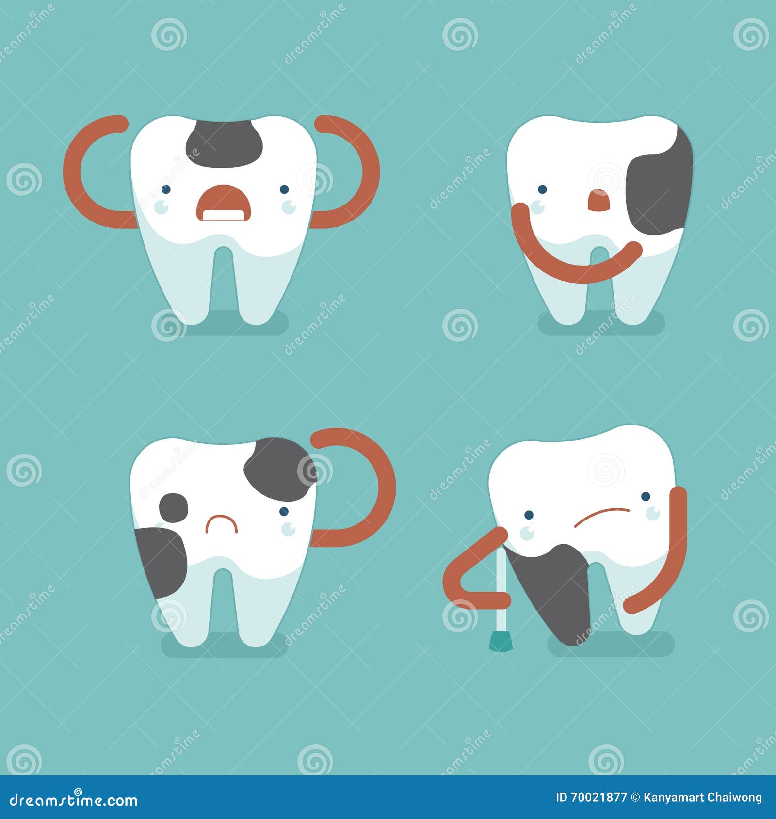 4 Decay Teeth ,dental Concept Stock Vector - Illustration of dead ...