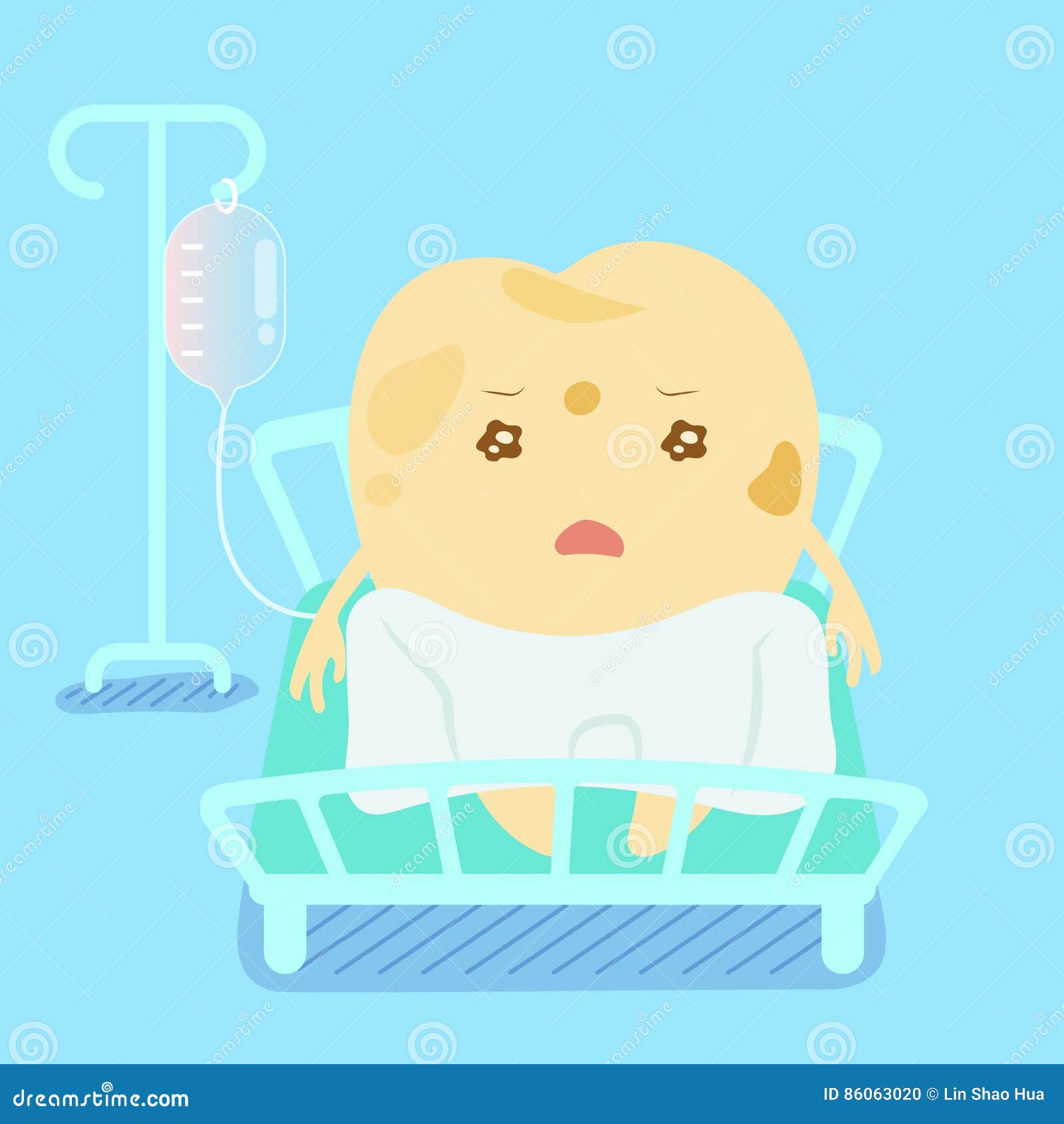 Cartoon Decay Tooth Character With Human Heart. Vector Illustration ...