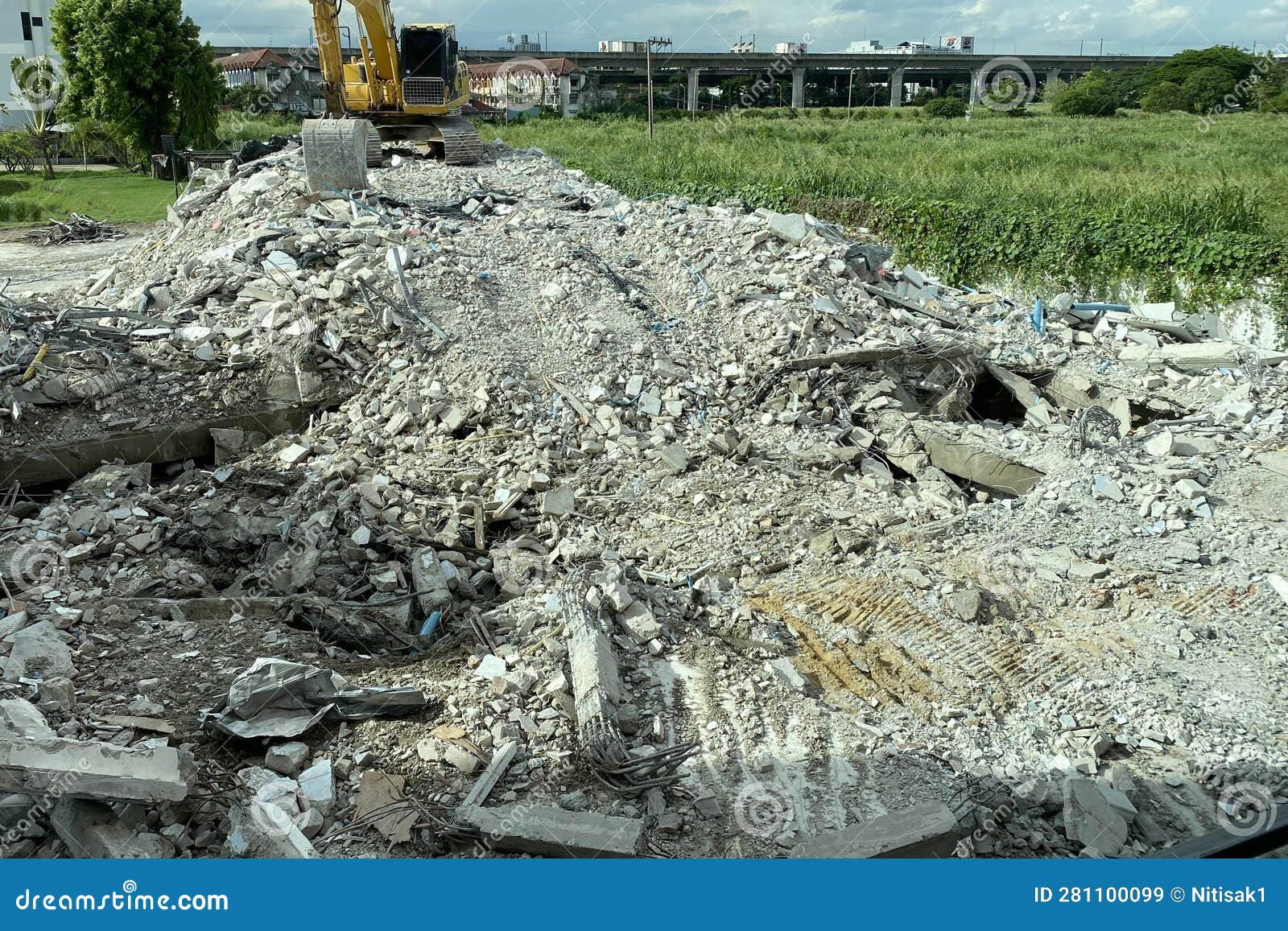 Decayed Concrete from a Collapsed Building Lots of Cement Debris Piled ...