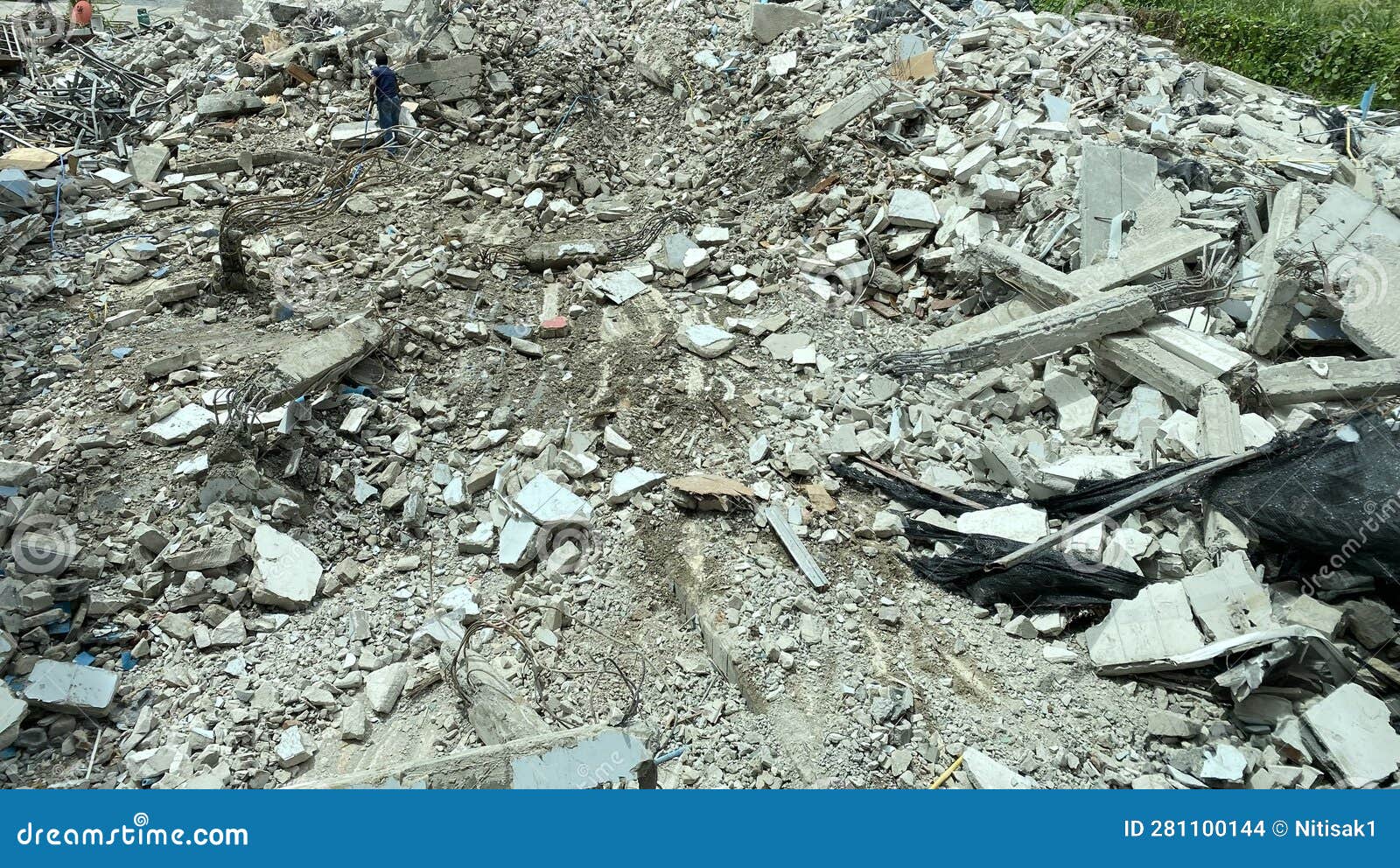 Decayed Concrete from a Collapsed Building Lots of Cement Debris Piled ...