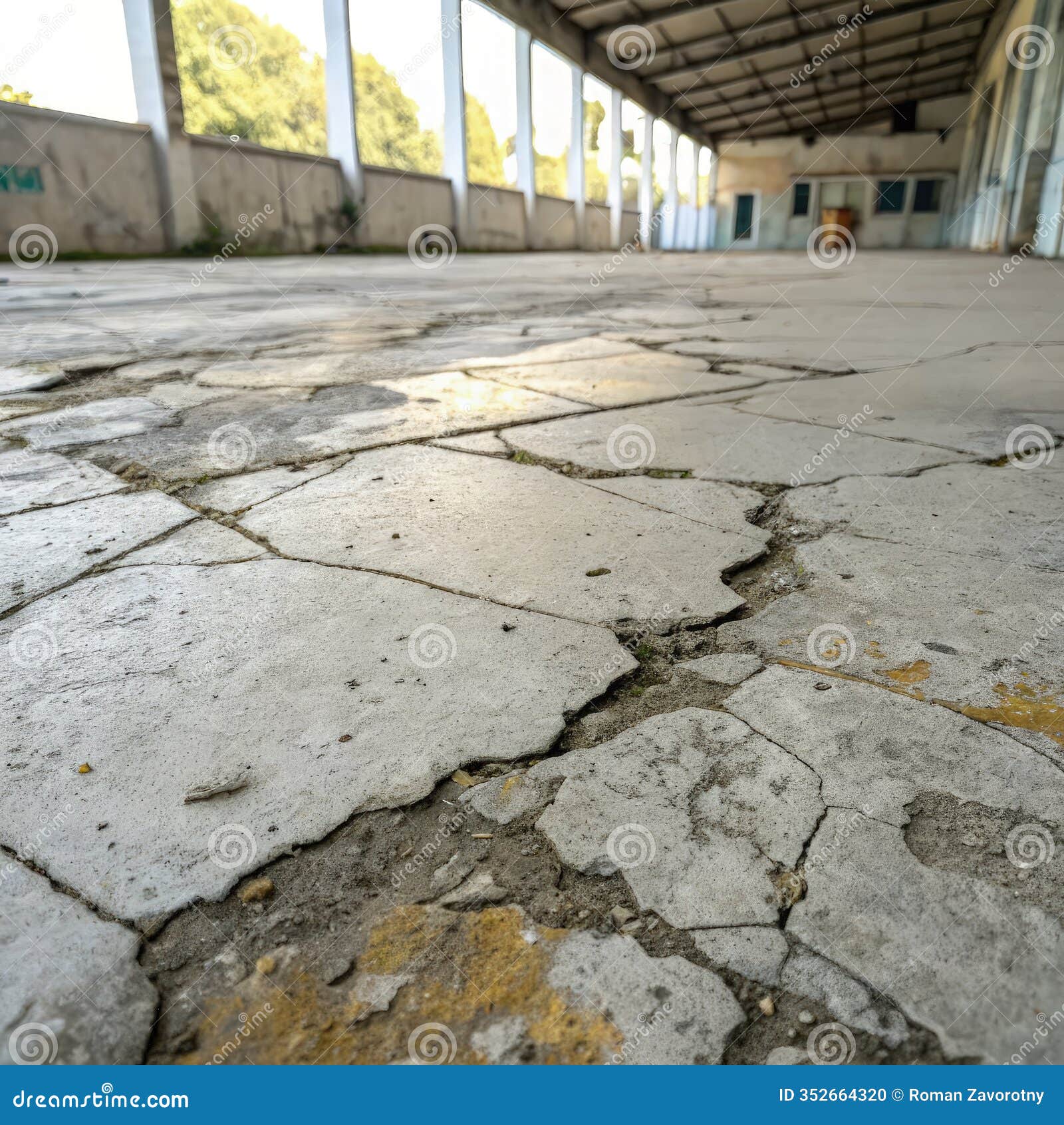 Decayed Concrete Texture Showcasing Cracked Floor in an Abandoned ...