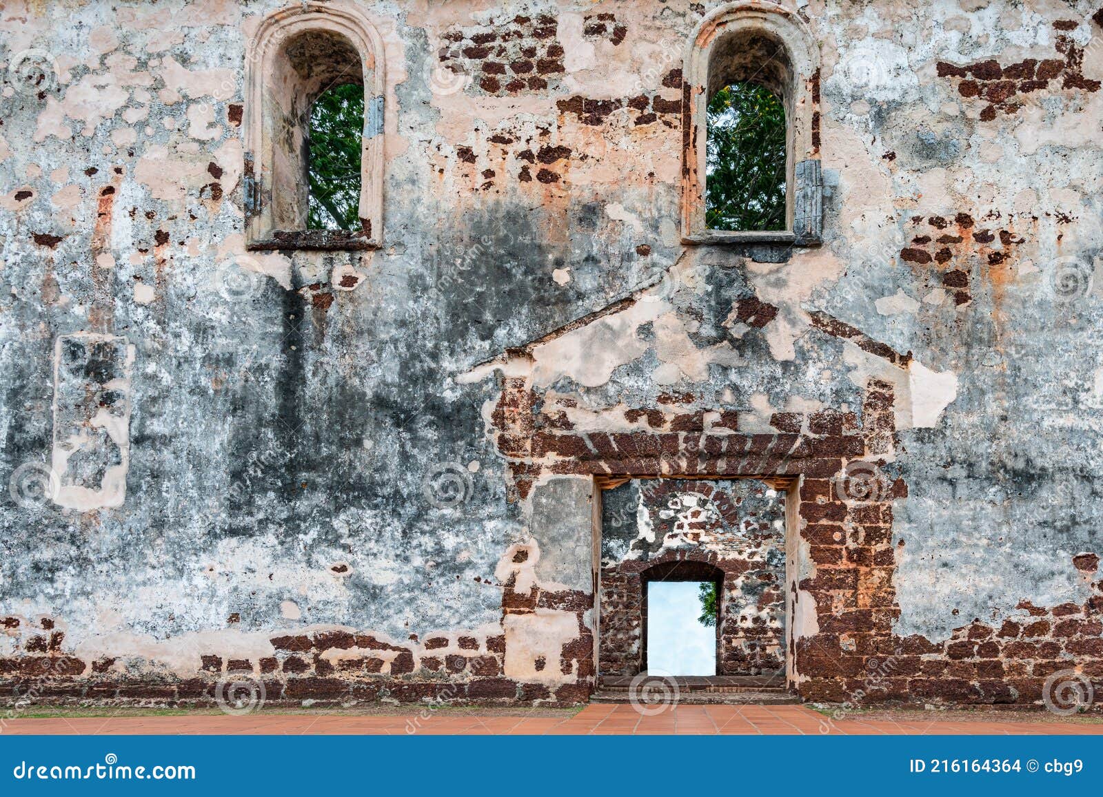 Decayed Eroded Stained Brick Wall, with Beautiful Brown, Red, Grey and ...