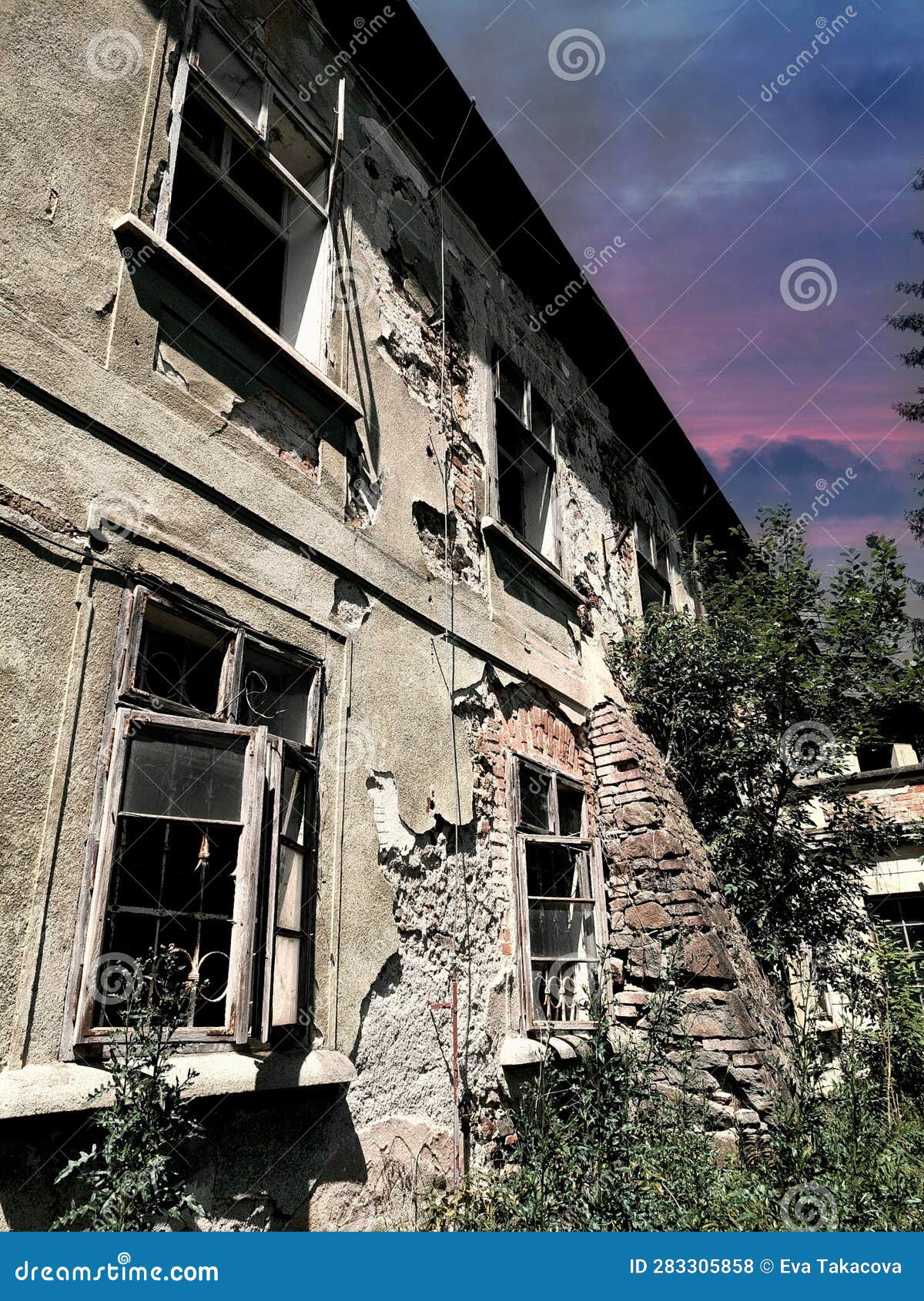 Decayed Castle And Sunset Sky Stock Photo | CartoonDealer.com #30408006