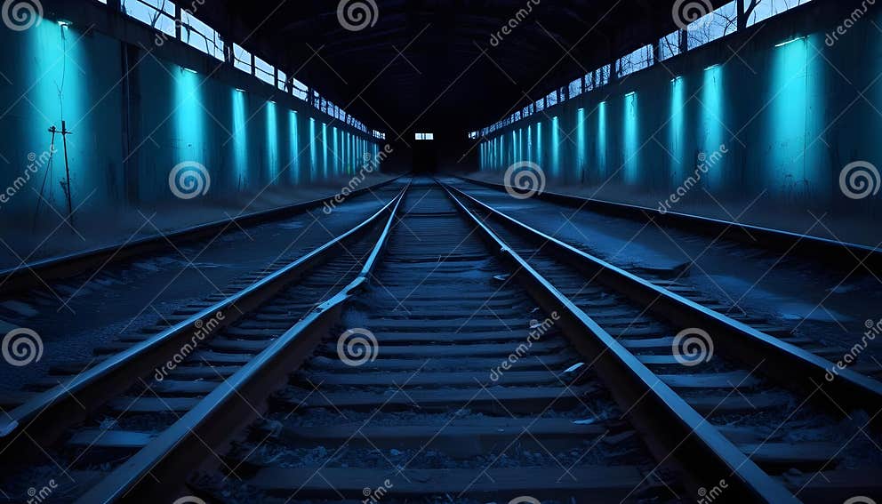 A Decayed Railway Path with Rusty Rails and Broken Ties Stock ...