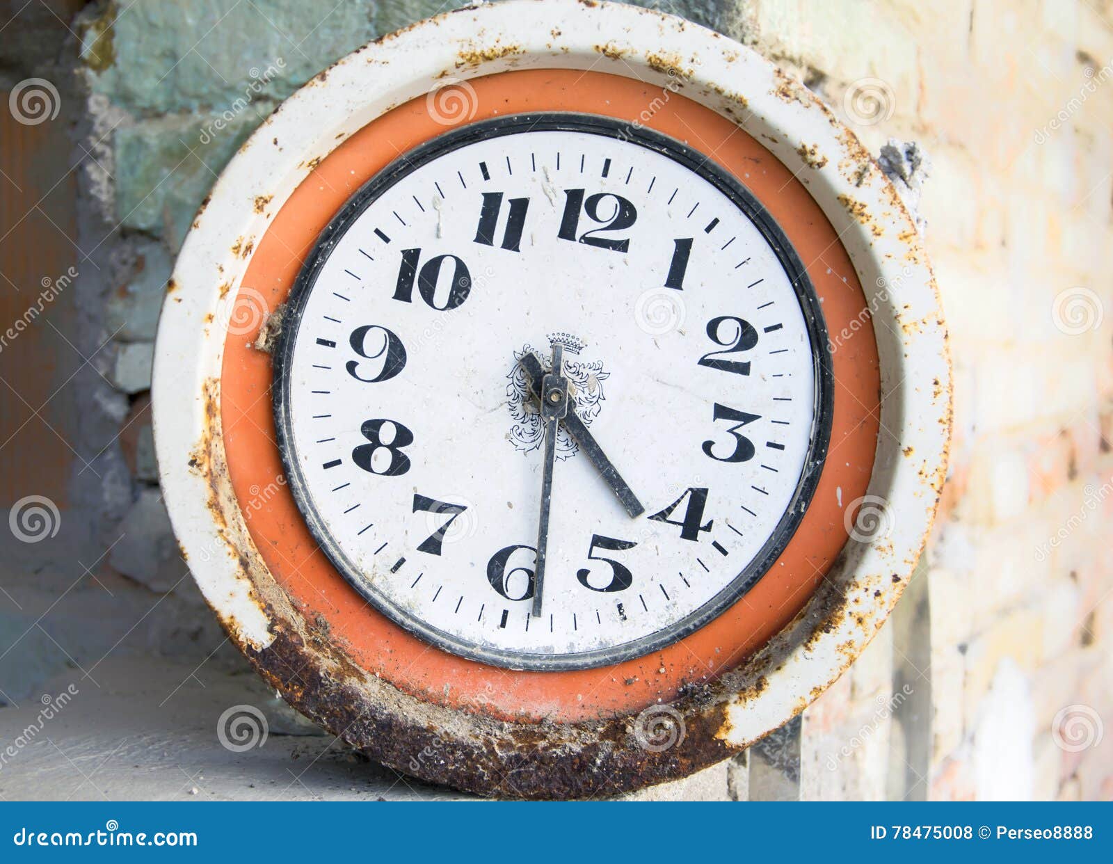 Decayed Rusty Iron Vintage Wall Clock Stock Photo - Image of roman ...