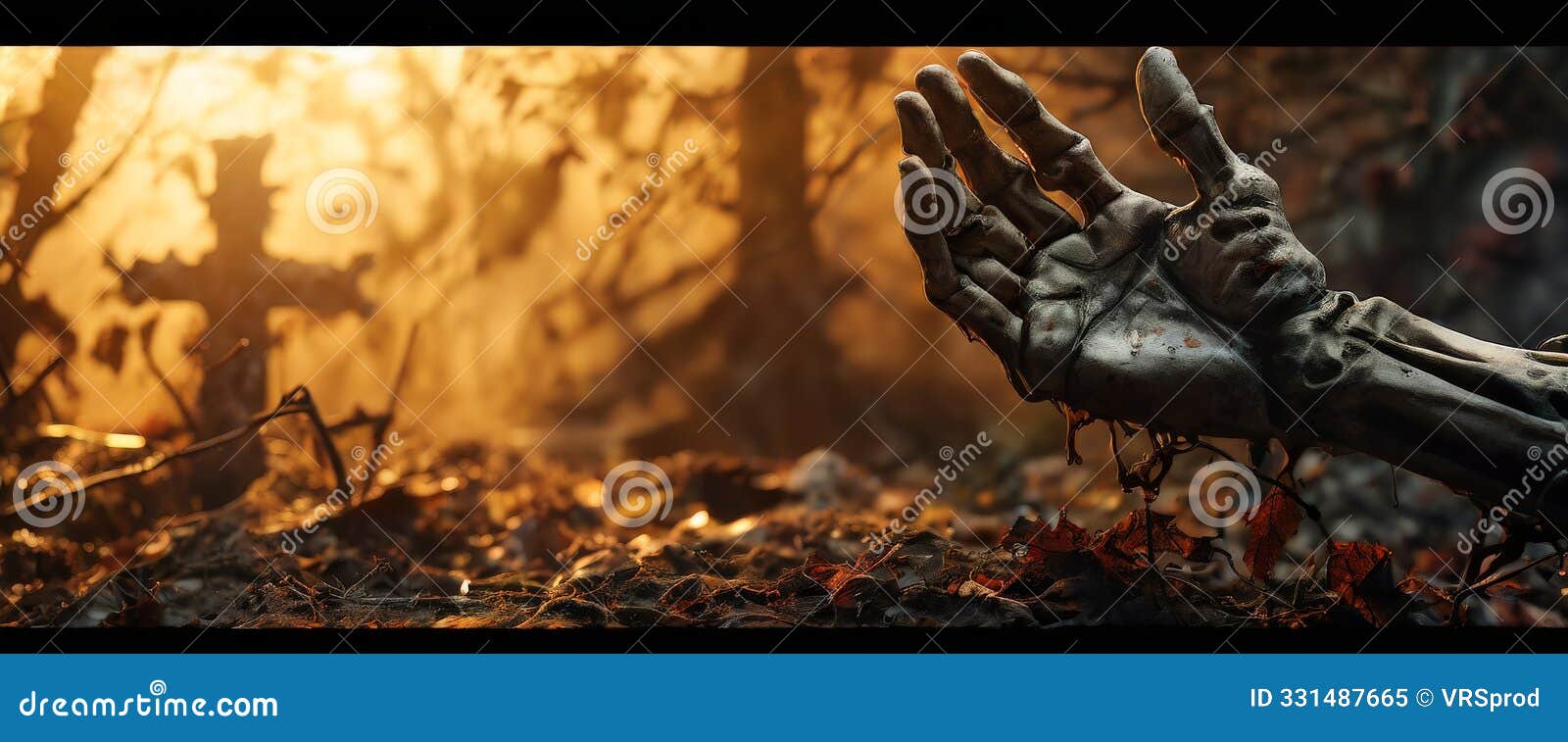 Decayed Skeleton Hand in Eerie Post-apocalyptic Landscape Stock Image ...