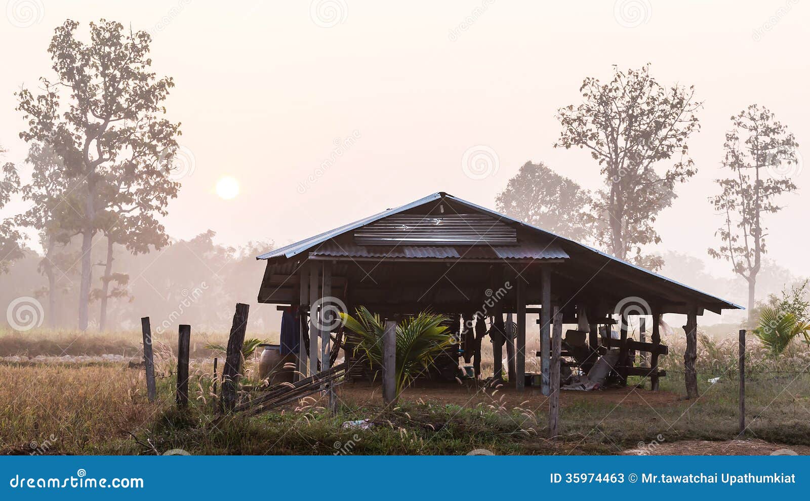A Decayed Thai Farmhouse in the Dawn Stock Image - Image of agriculture ...