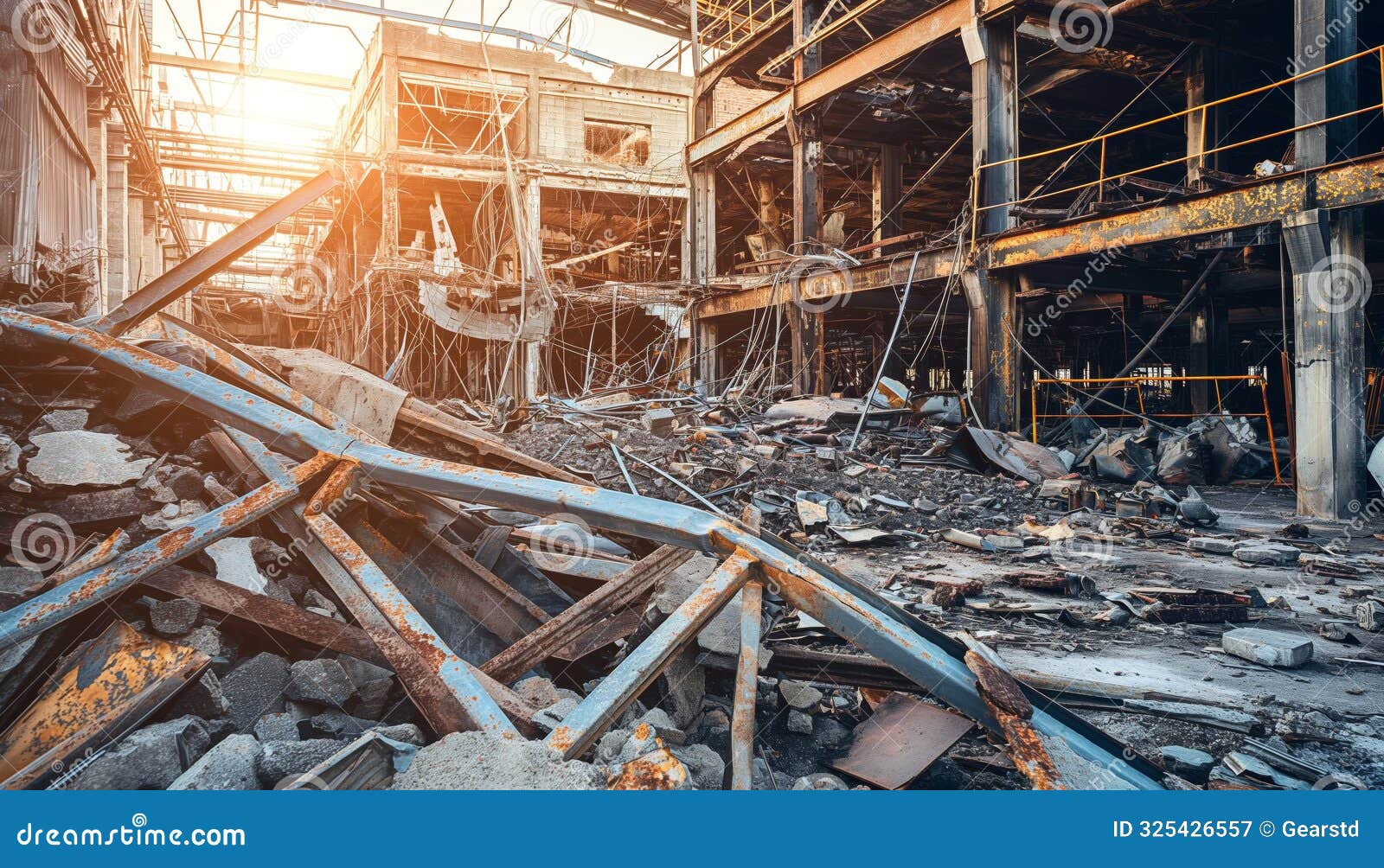 Decaying Industrial Site with Rubble and Debris Stock Image - Image of ...