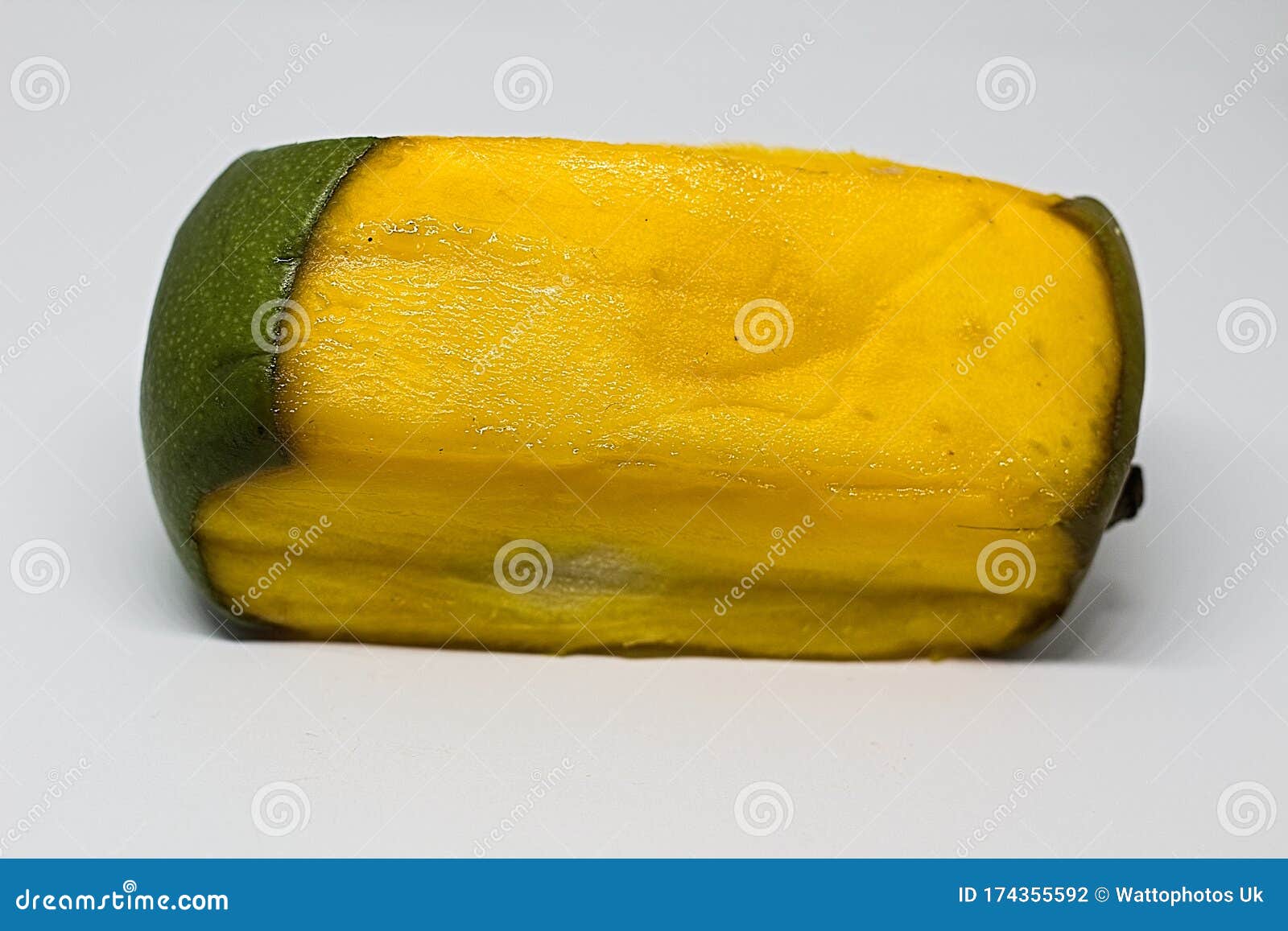 Decaying Mango Fruit Up Close on White Background Stock Photo - Image ...